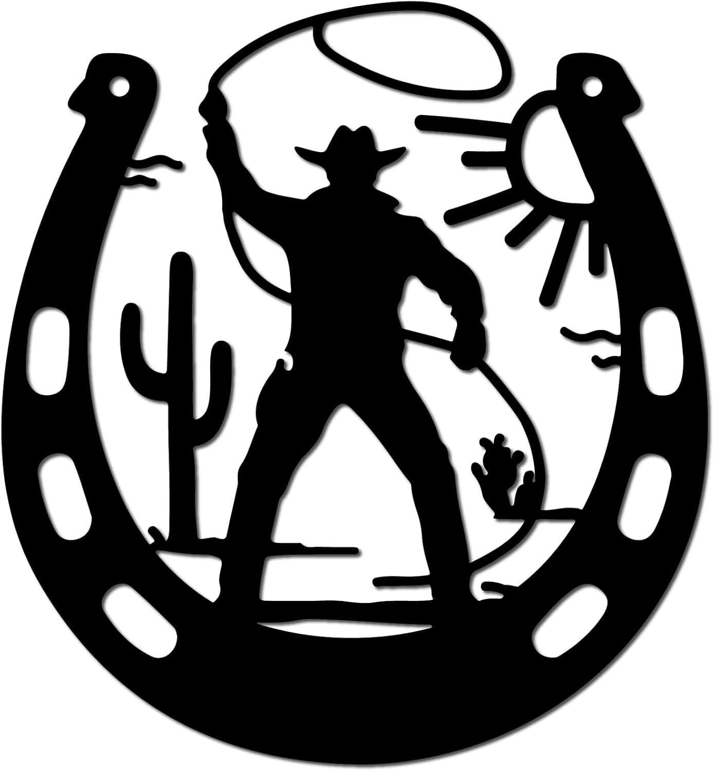 Horseshoe Metal Wall Decor Western Cowboy Wall Art Sun Iron Wall Signs ...