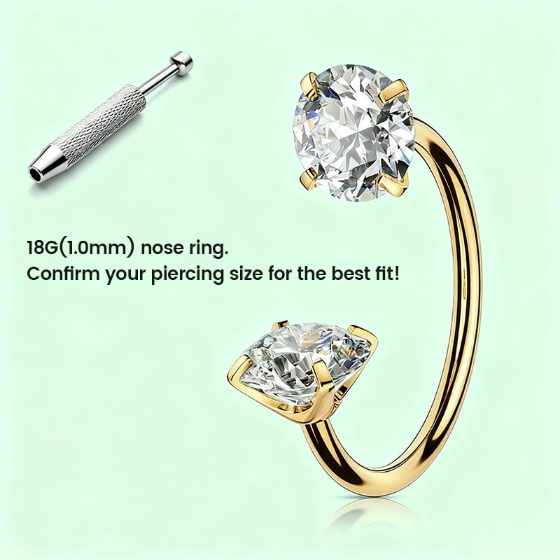 Horseshoe Nose Rings Studs – 20G (3 mm CZ) & 18G (4 mm CZ), Internally ...