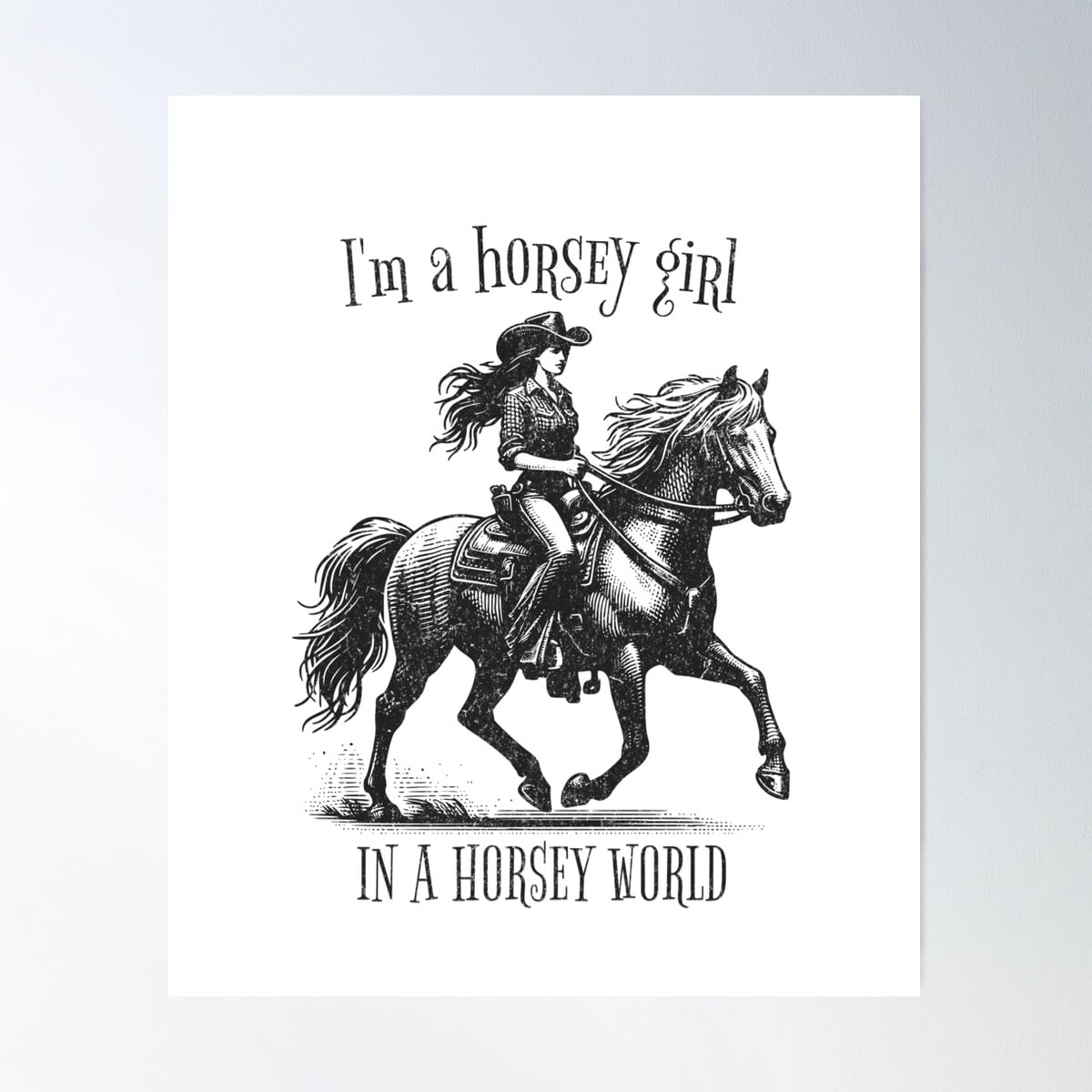 Horsey Girl Poster Wall Art, Modern Wall Decor For Living Room Bedroom ...