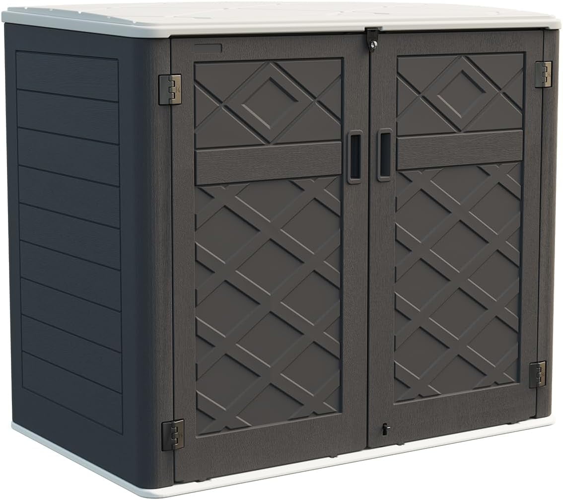 Horti Cubic 50 Cu. Ft. Horizontal Outdoor Storage Shed, HDPE Patio ...