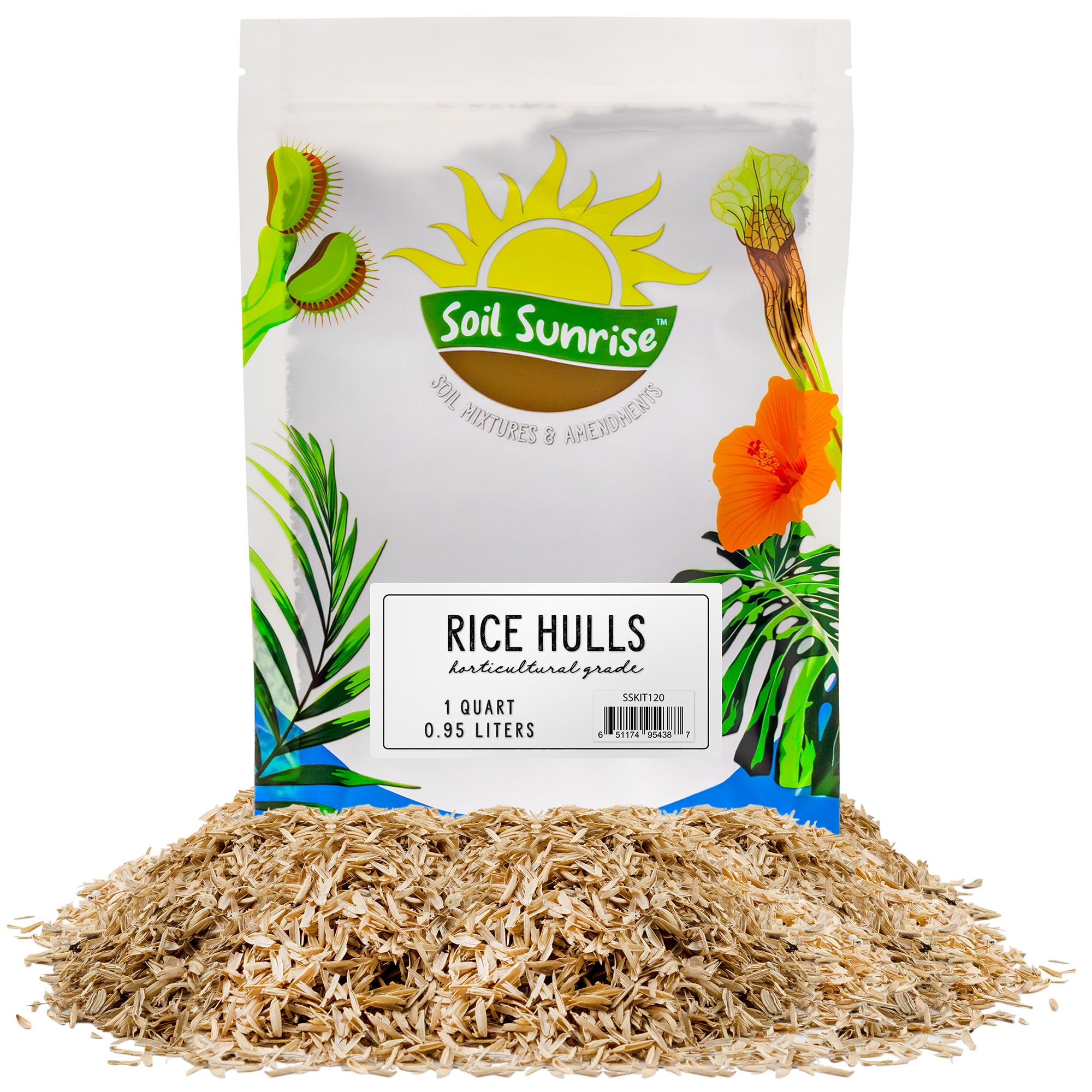 Horticultural Grade Rice Hulls (1 Quart); All Natural Organic for House ...