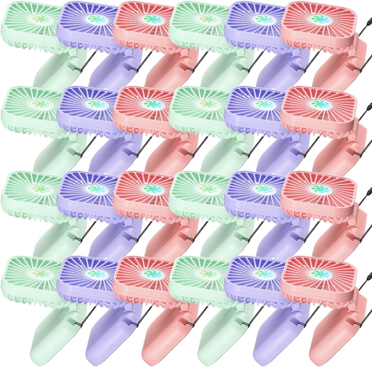 Hortsun 24 Pcs Necklace Fans Portable Neck Fan USB Rechargeable Battery ...