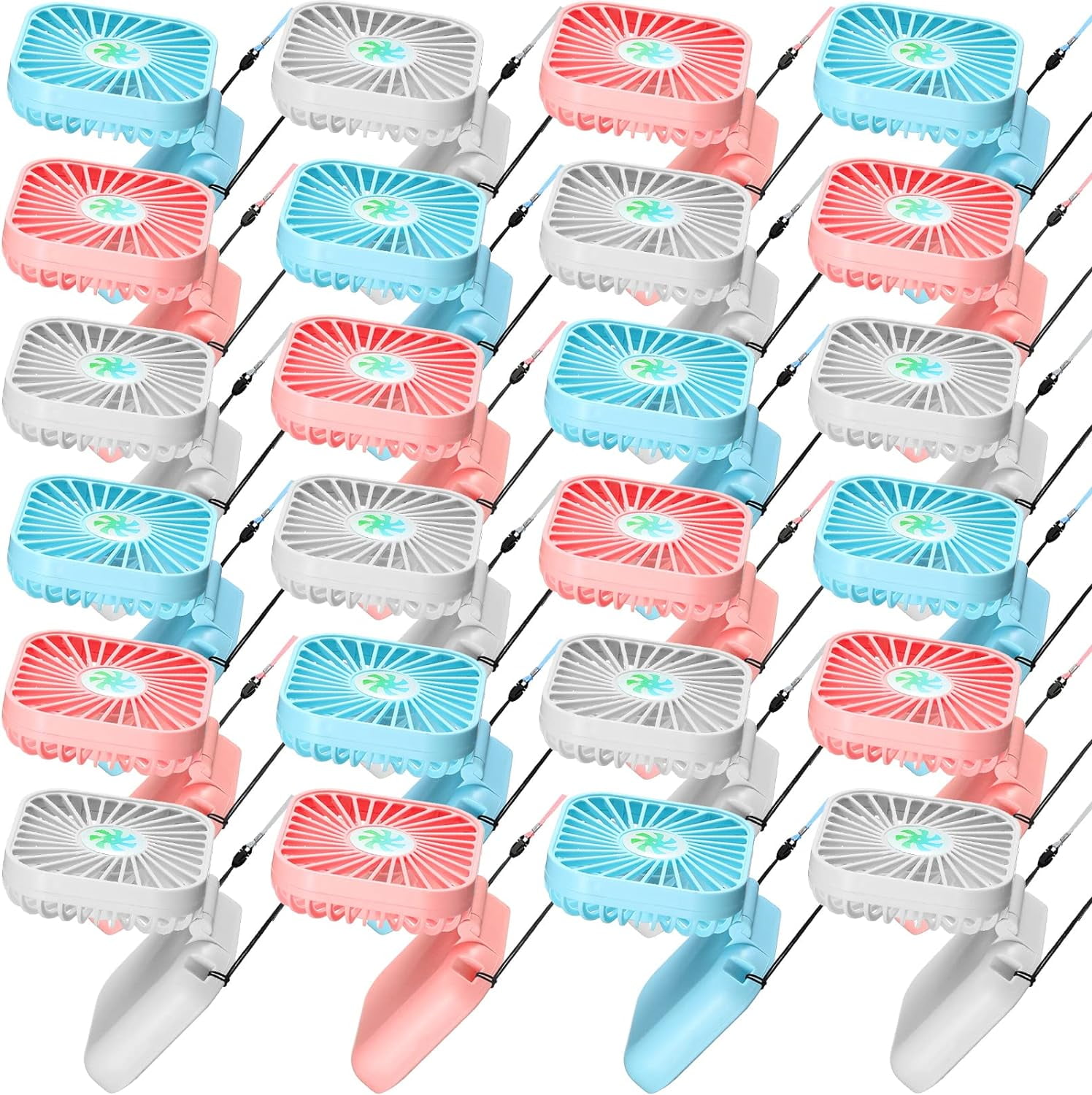 Hortsun 24 Pcs Necklace Fans Portable Neck Fan USB Rechargeable Battery ...