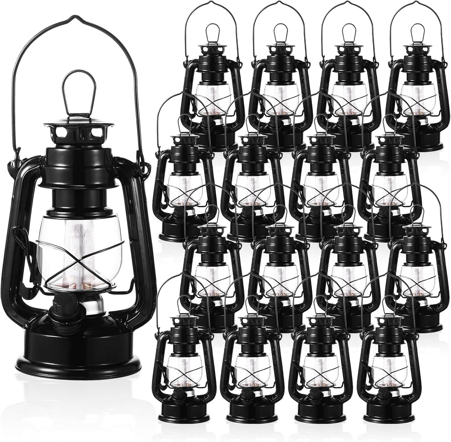 Hortsun 8 Pcs Black Vintage LED Camping Lanterns Warm LEDs and Dimmer ...