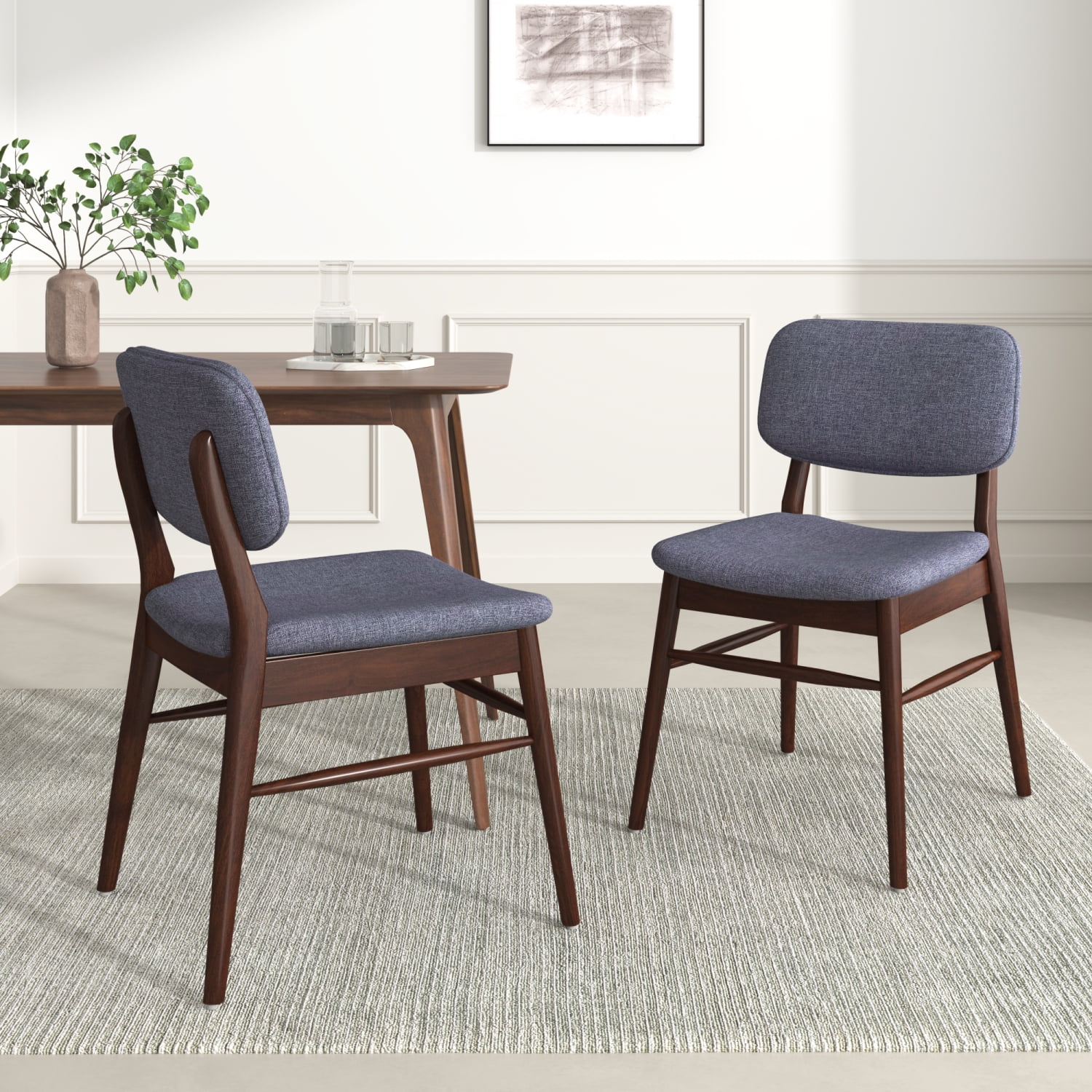 Horuto Upholstered Dining Chairs with Solid Wood Frame, Set of 2 ...