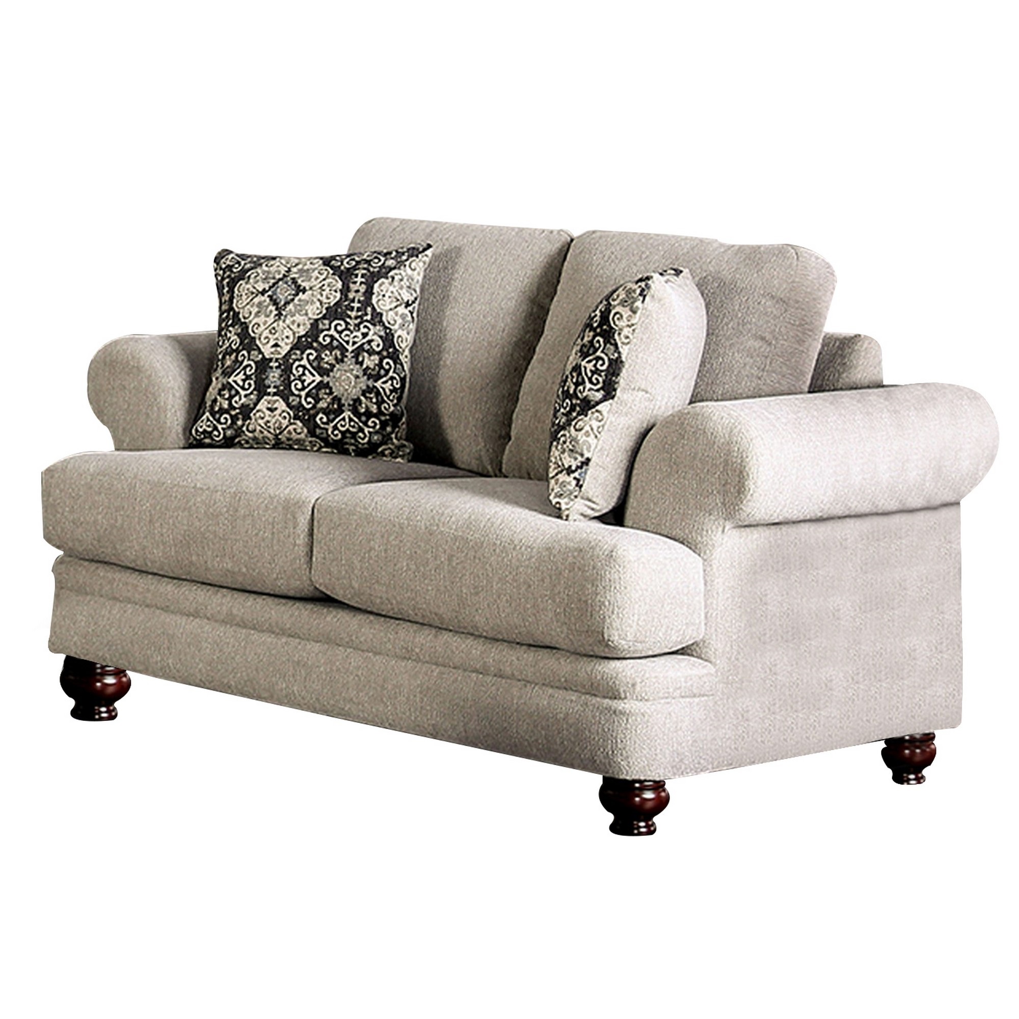 Hosa 71 Inch Modern Loveseat, Plush Loose Cushions, Turned Bun Feet ...