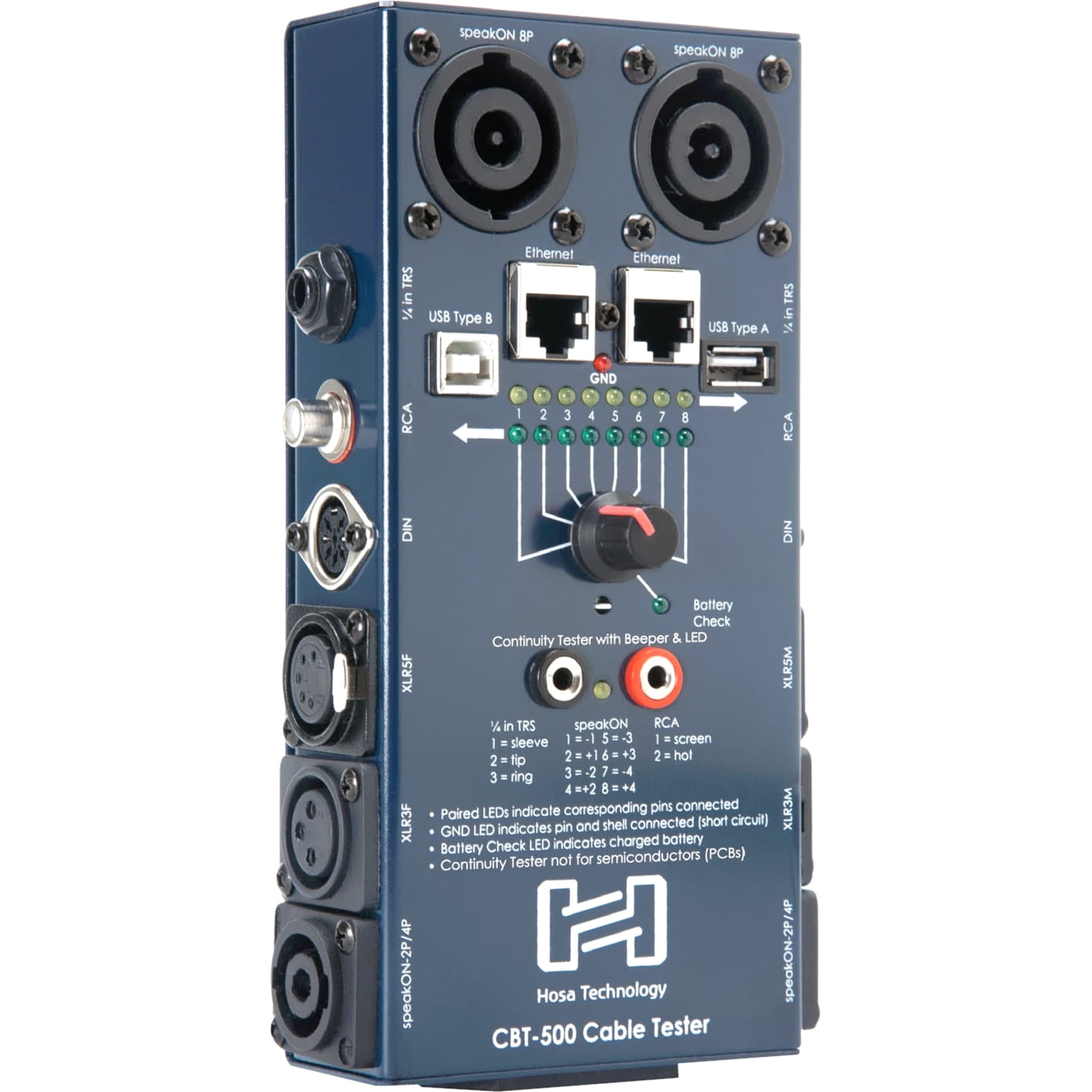 Hosa Technology Audio Cable Tester, USB, Network RJ-45, Audio Line Out ...