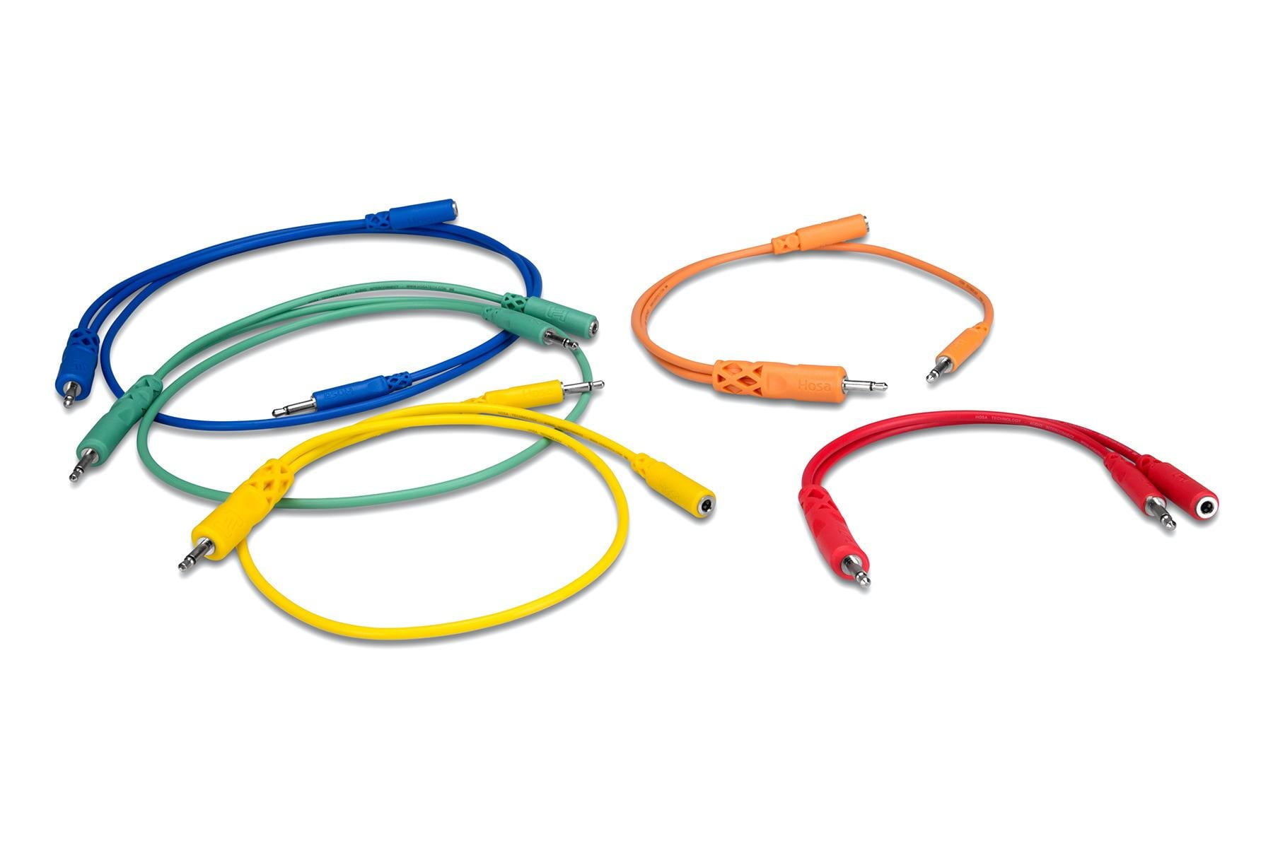 Hosa CMM-500Y-MIX Hopscotch Patch Cables 5-Pack – 1/8" TS & TSF ...