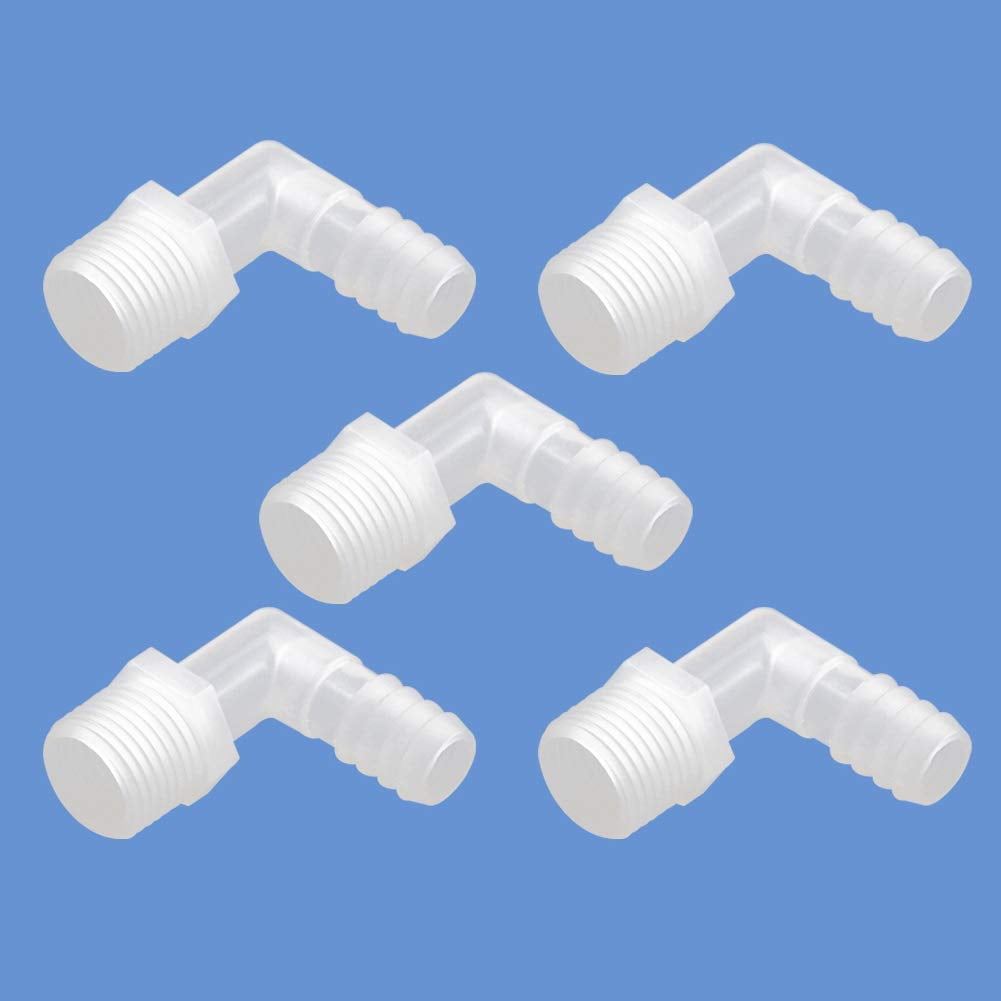 Hose Barb Fitting Elbow, 1/2" Hose Barb x 3/4" Male NPT Barbed Adapter for Fuel/AIR/Water/Oil ...