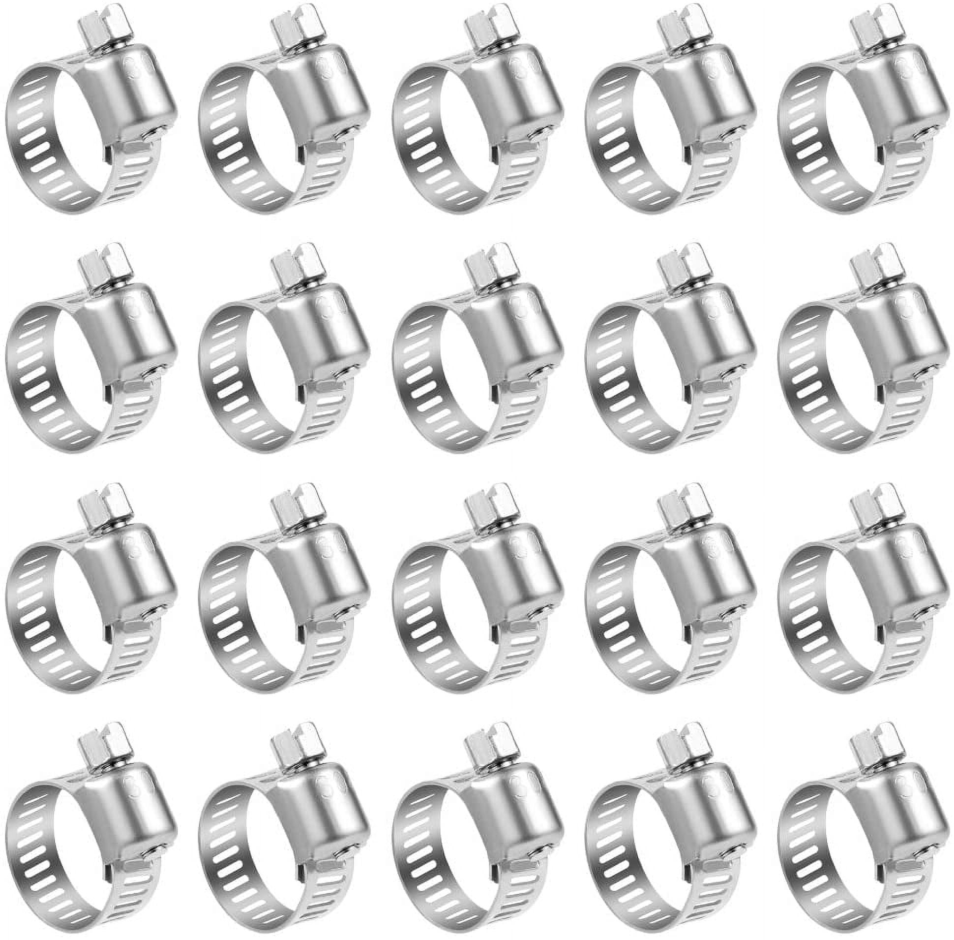 Hose Clamp, 20 Pack Stainless Steel Adjustable 6-12mm Size Range Worm ...