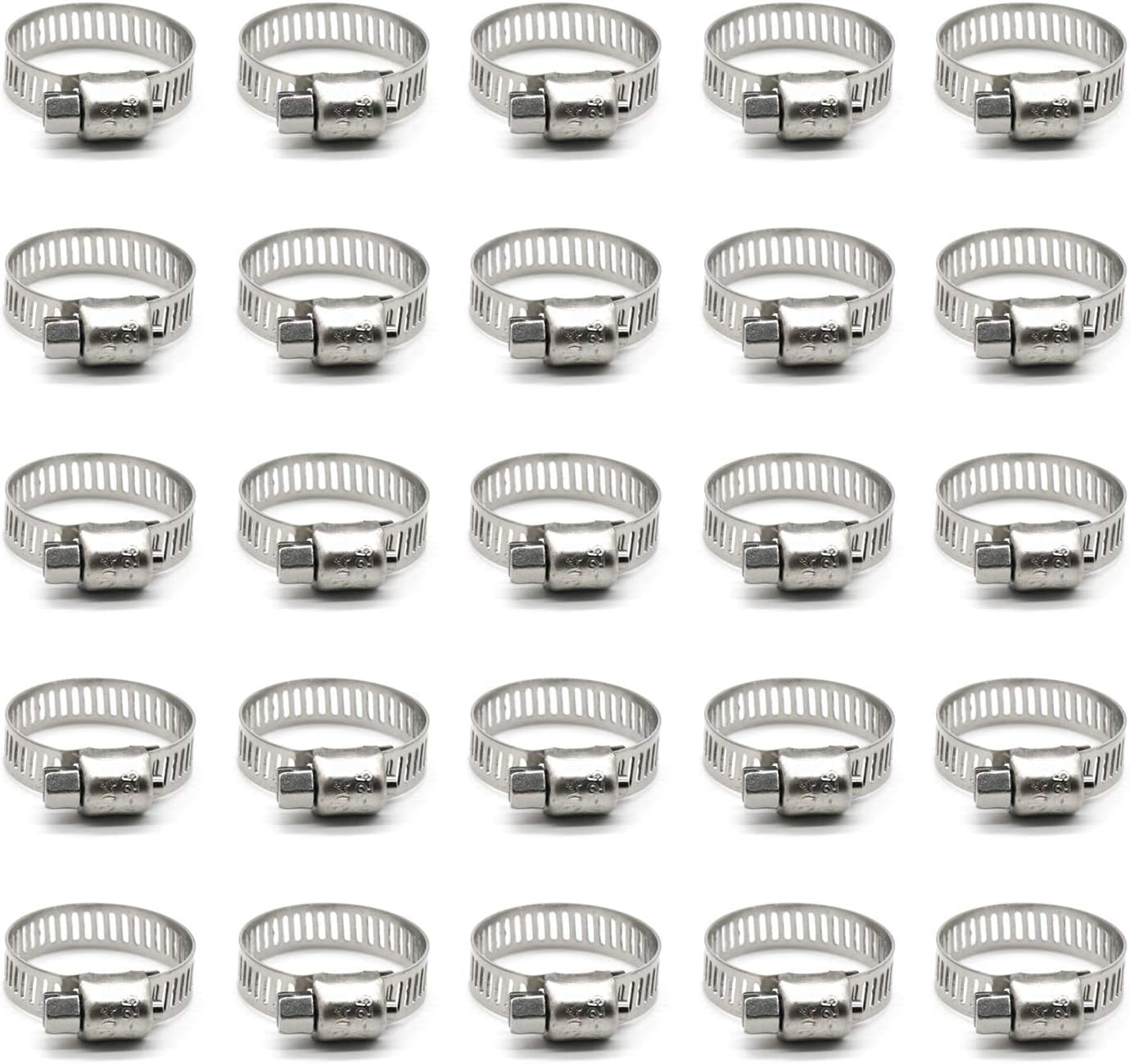 Hose Clamp, 25 Pack Stainless Steel Worm Gear line hose clamps, 16-25mm ...