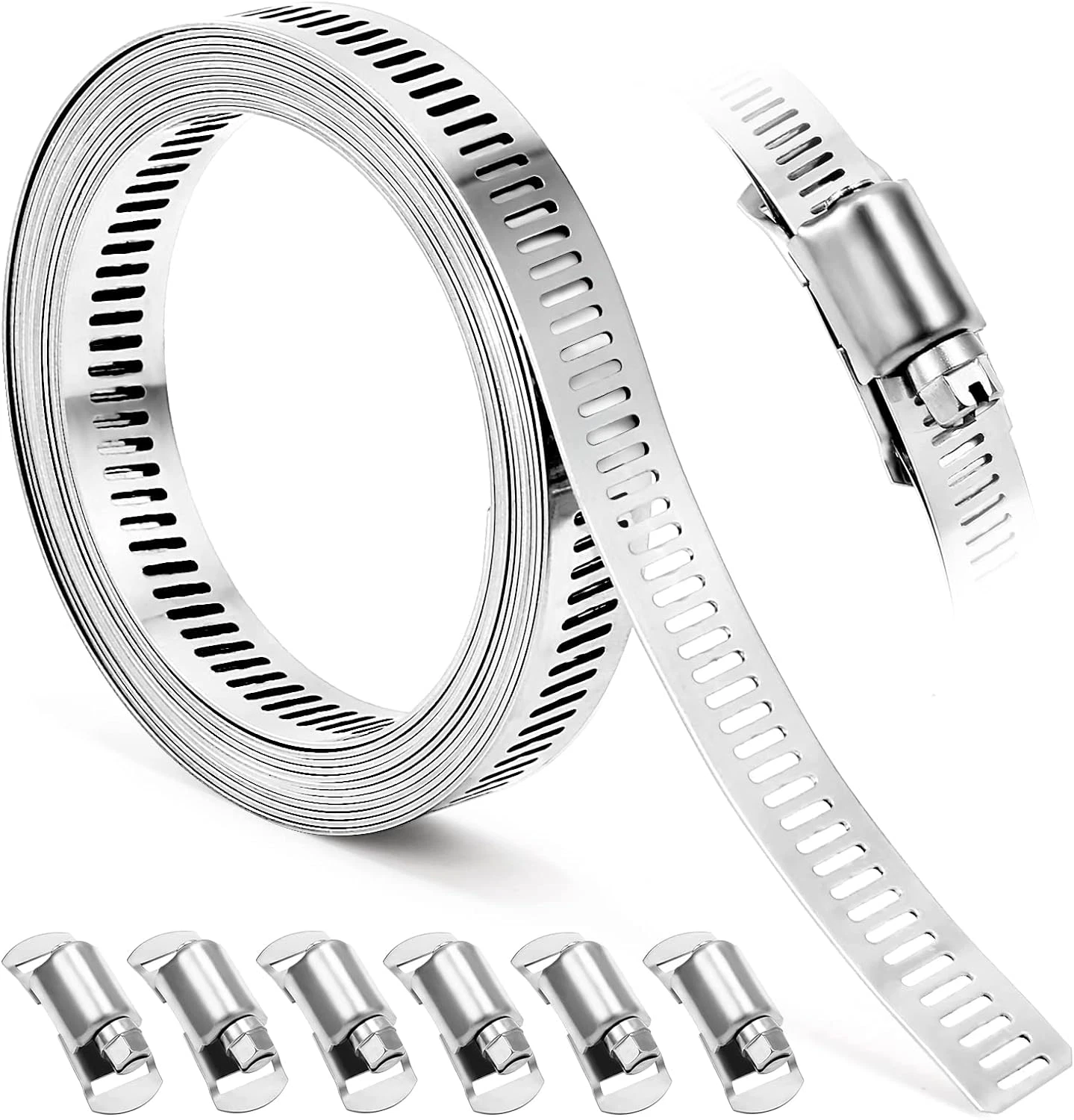 Hose Clamp, DIY 8.5 FT Metal Strapping with Holes + 6 Fasteners, Hose ...
