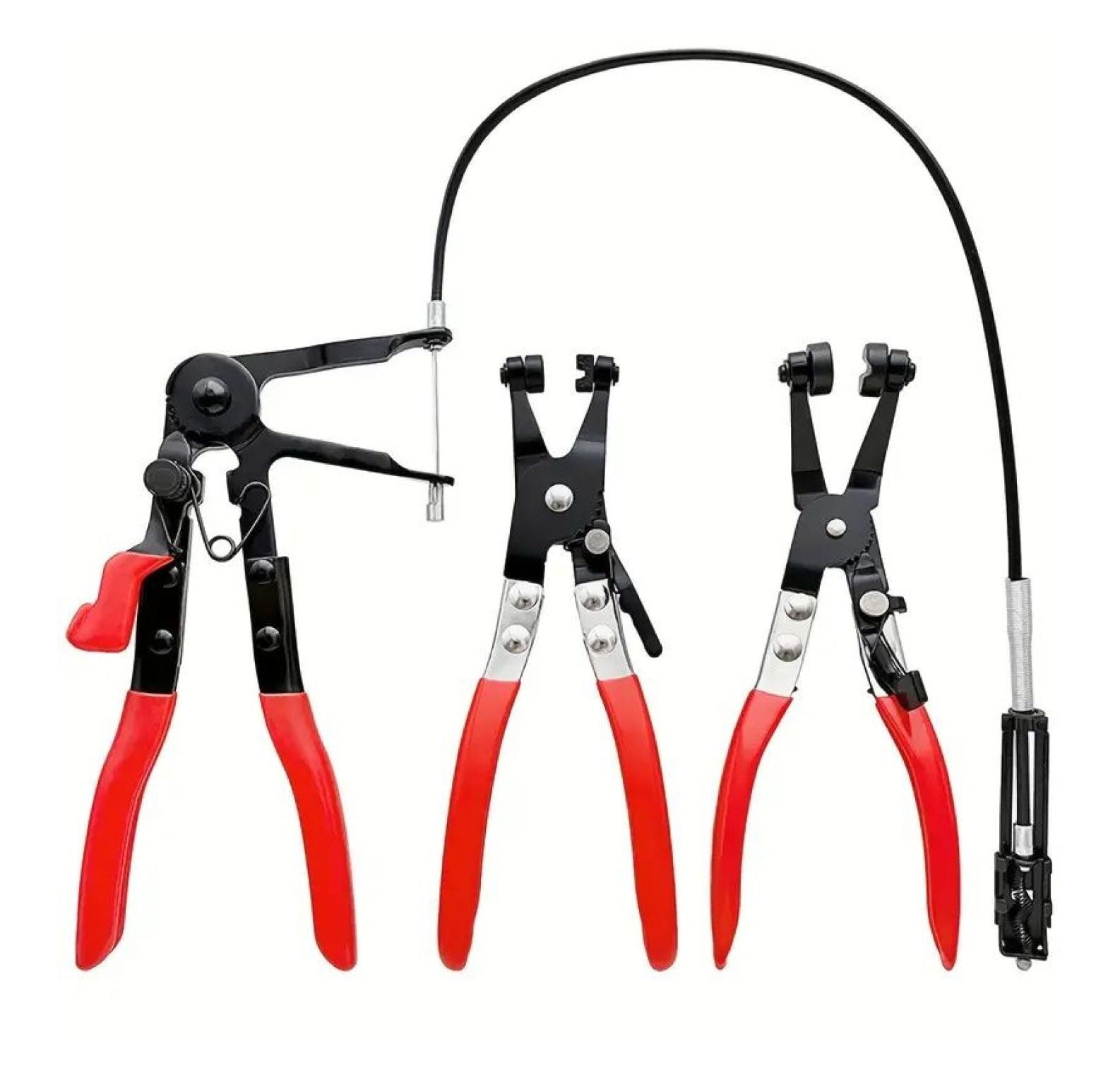 Hose Clamp Pliers Kit 3-Piece - Long Reach, Angled & Flat Band ...