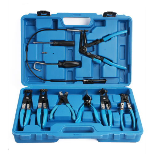 Hose Clamp Pliers Kit Ratchet Pipe Removal Tools Swivel Jaw Flat Angled ...