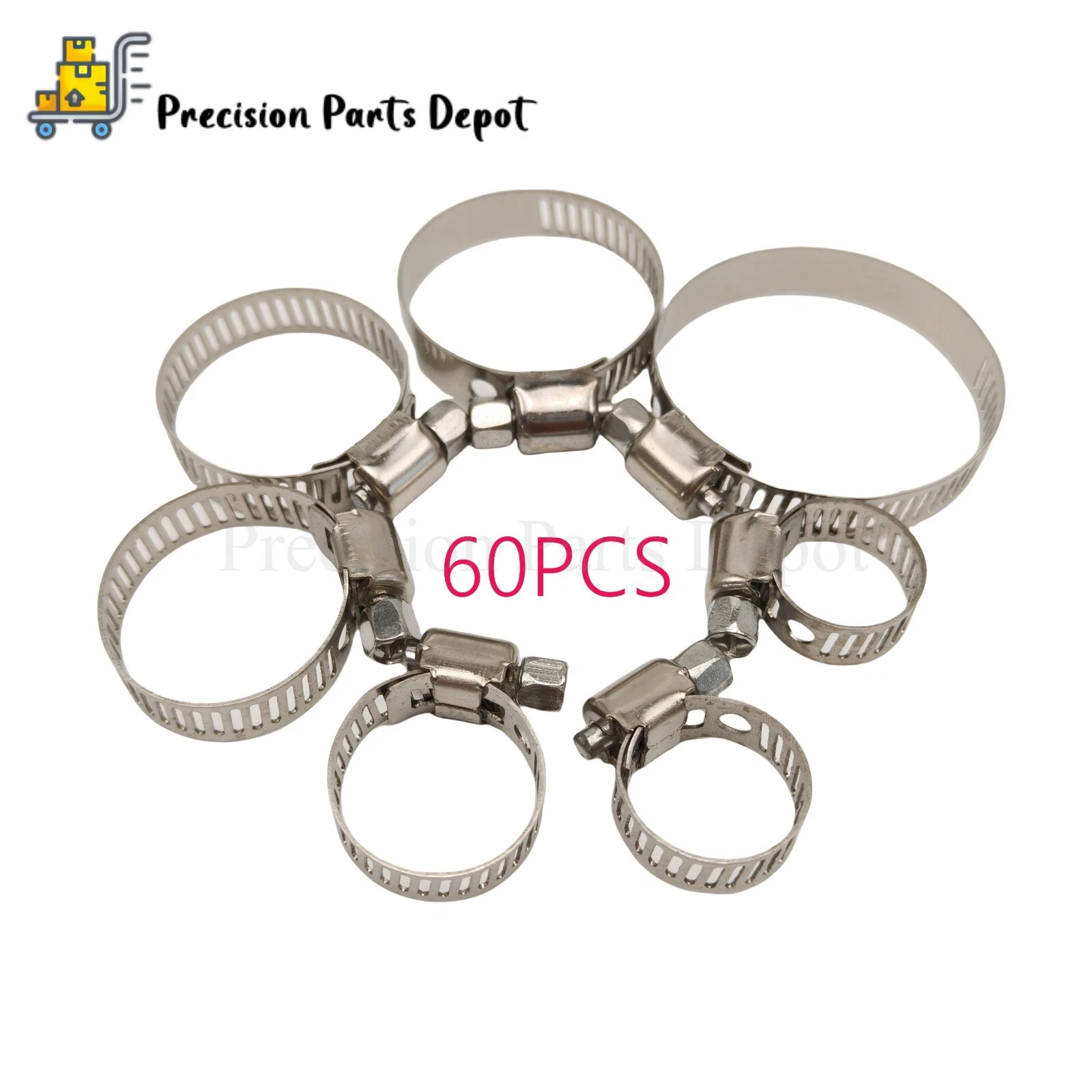 Hose Clamps Adjustable Stainless Steel Fuel Clamps 60 Piece New ...