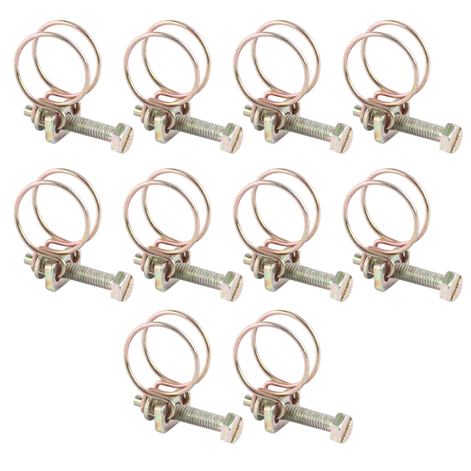 Hose Clips,10pcs Adjustable Double Wire Water Hose Barb Clamp Pipe Clip ...