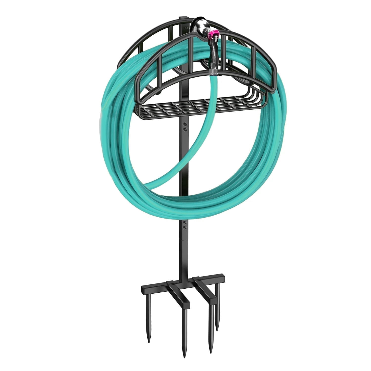 "AMRQ Garden Hose Holder, Freestanding Metal Stand with Storage Basket ...