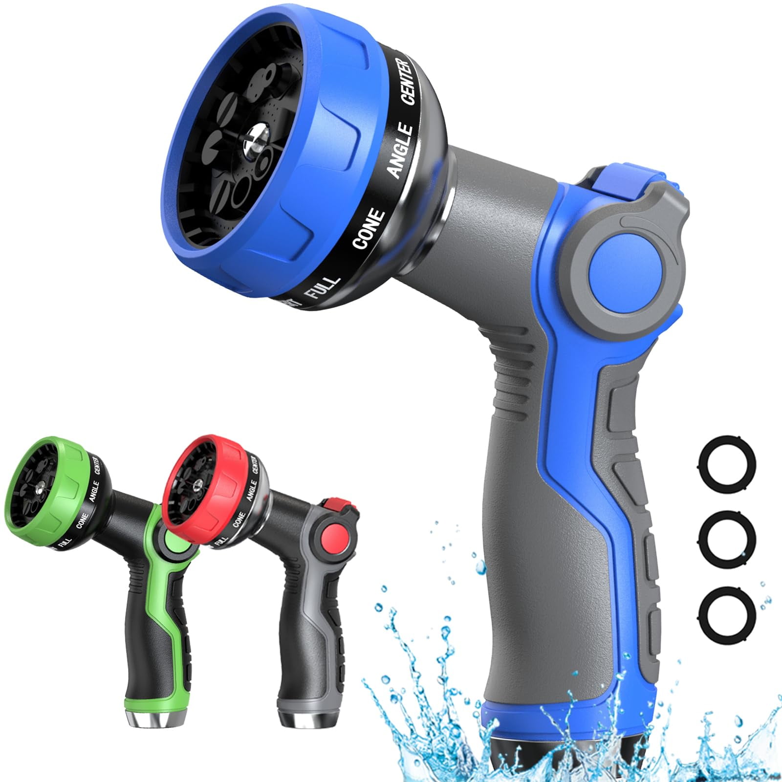 "HmiL-U Garden Hose Nozzle, 10 Adjustable Spray Patterns, Heavy Duty ...