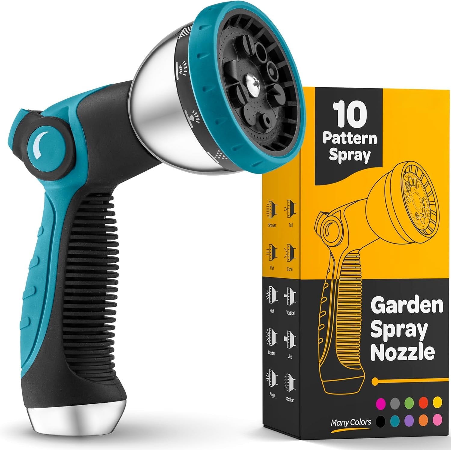 Hose Nozzle [Blue] Heavy Duty Hose Sprayer With 10 Adjustable Watering ...