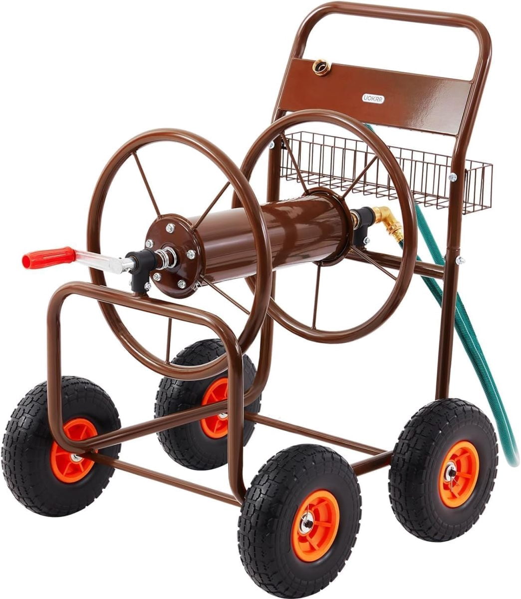Hose Reel Cart, Garden Hose Cart with 4 Wheels, Heavy Duty Water Hose ...