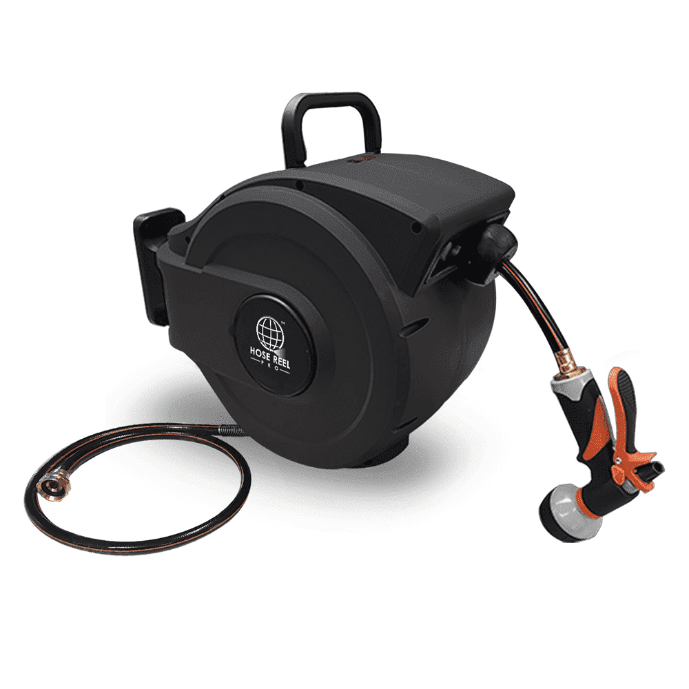 Hose Reel Pro 50ft Retractable Garden Hose Reel in Black - Walmart.com