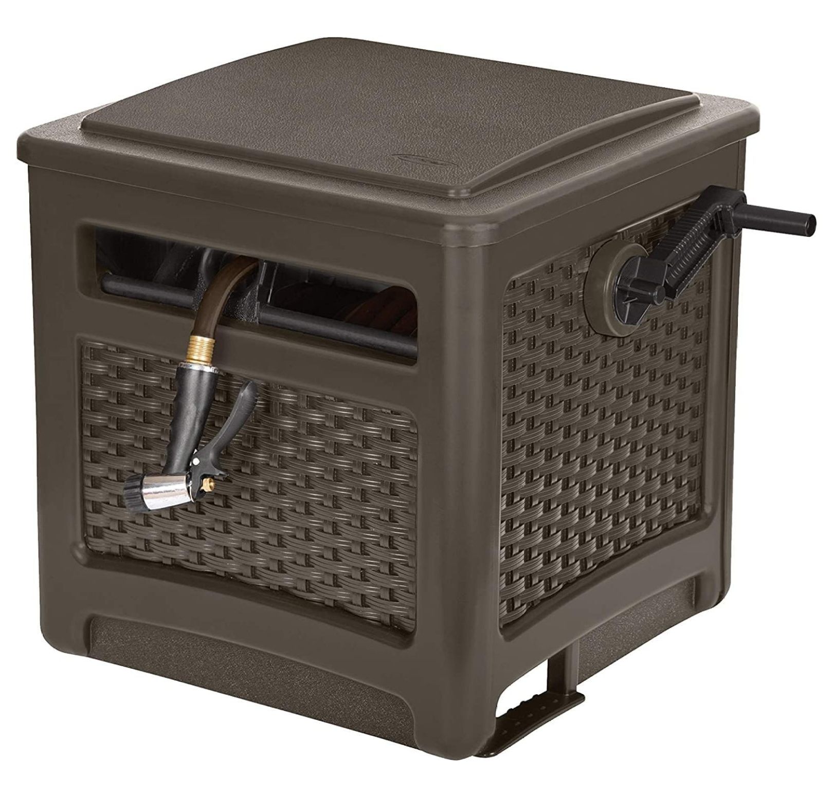 Hose Reel Resin 225 ft Hideaway Outdoor Storage Reel with Crank Handle ...