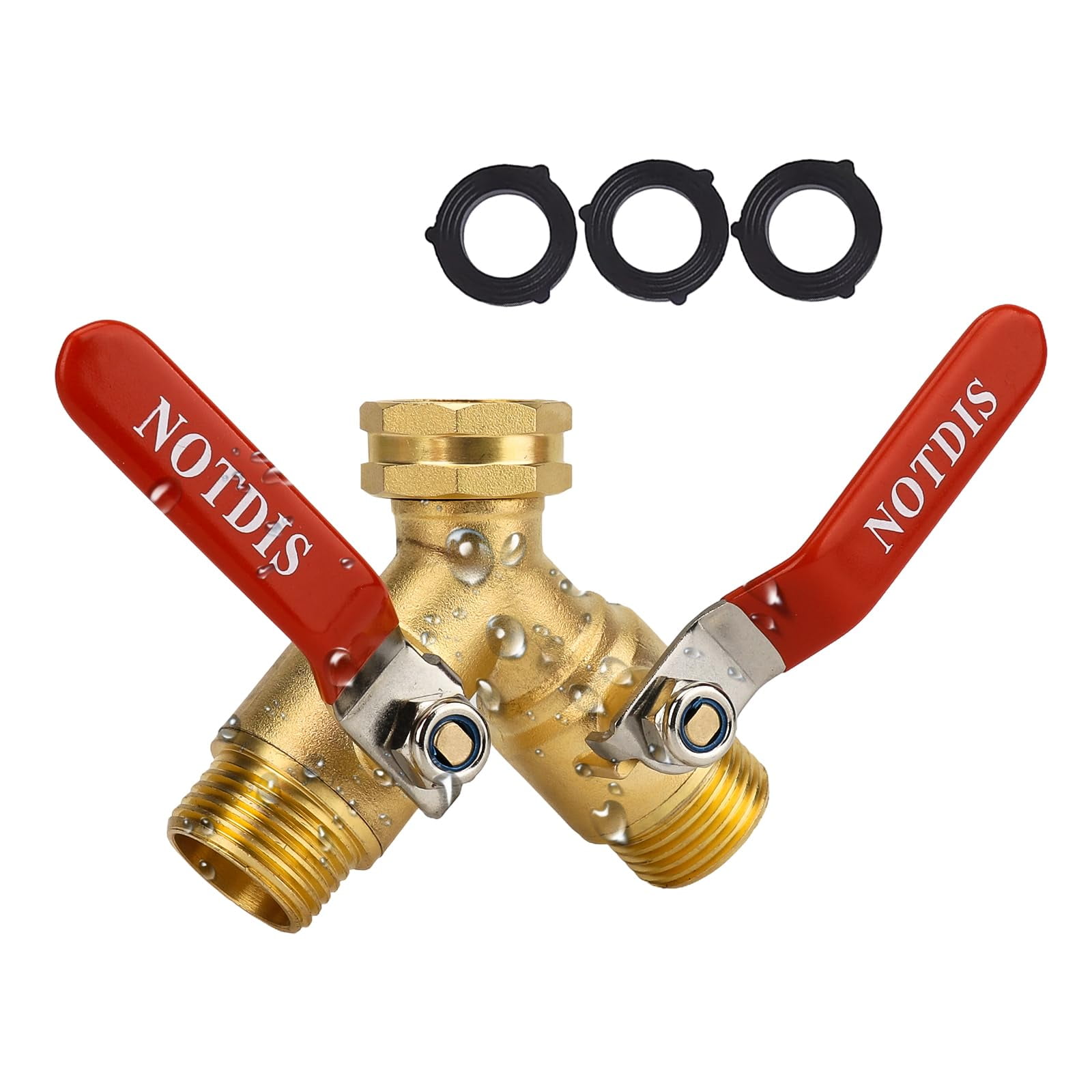 Hose Splitter 2 Way Heavy Duty Brass Garden Hose Splitter with 304 ...