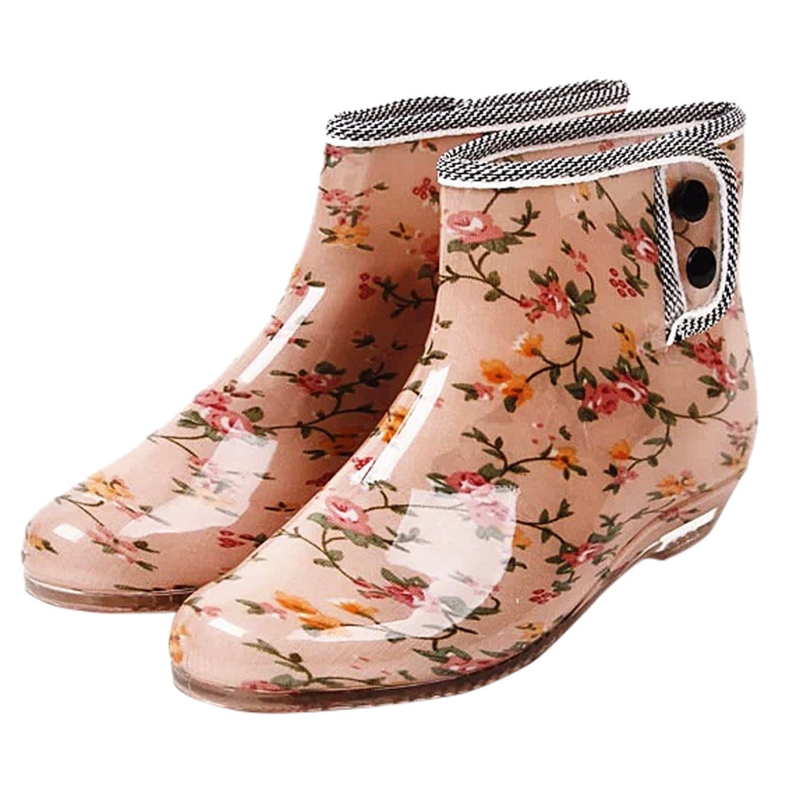 Hoshose Fashion Women's Mid Calf Rain Boots Waterproof Buckle Garden ...