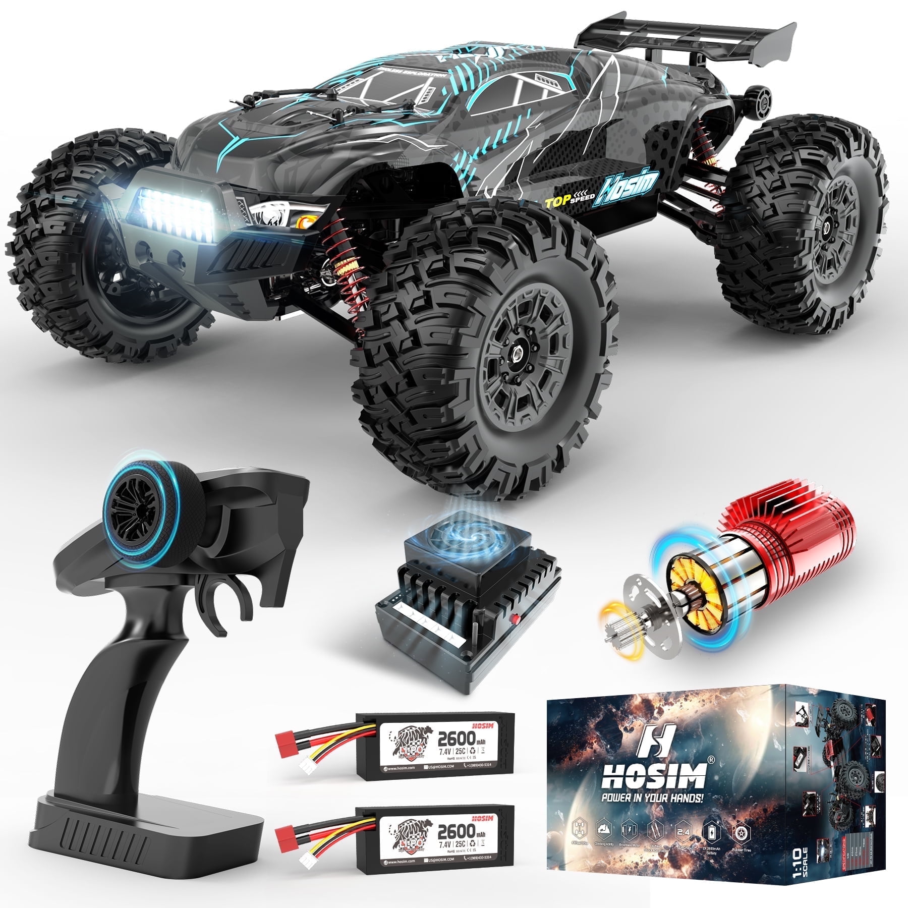 Hosim 1:10 Brushless RC Car for Adult & Kids ,Fast Remote Control Car ...