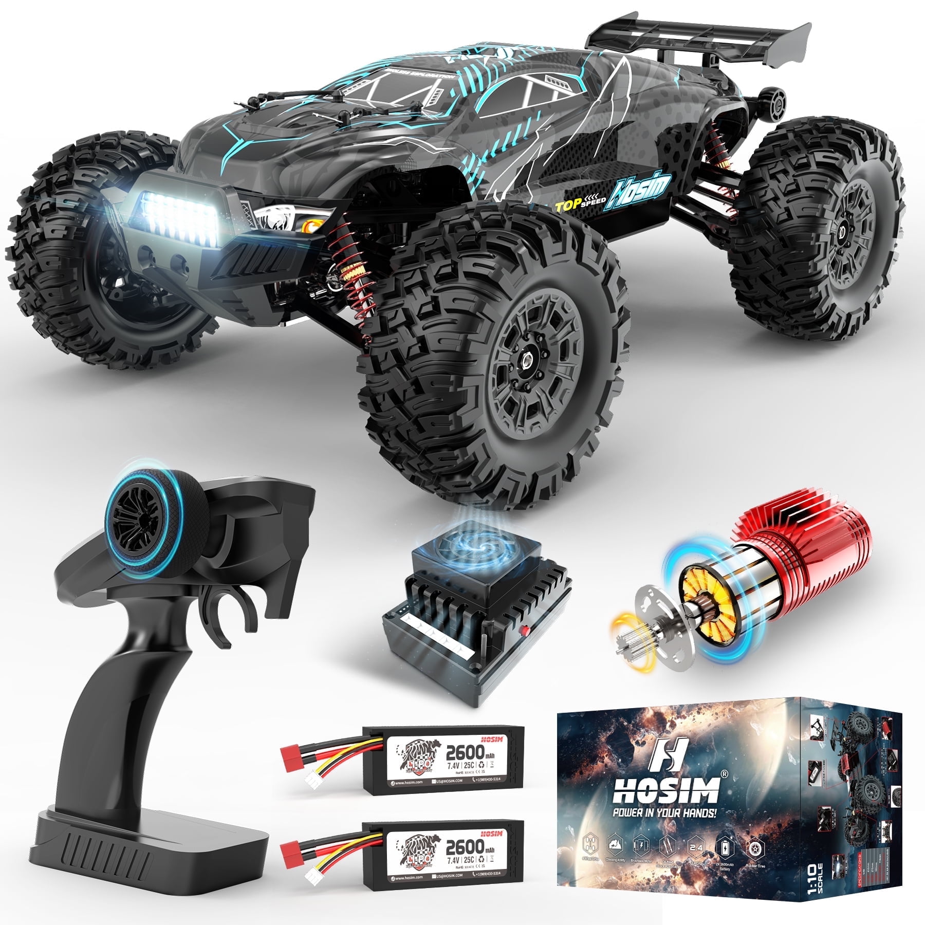 Hosim 1:10 Brushless RC Car for Adult & Kids ,Fast Remote Control Car ...