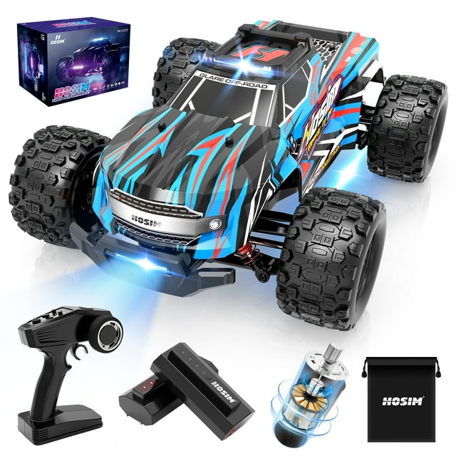 Hosim Large Scale Fast RC Car with Light, 40+ KPH Speed, Waterproof ...