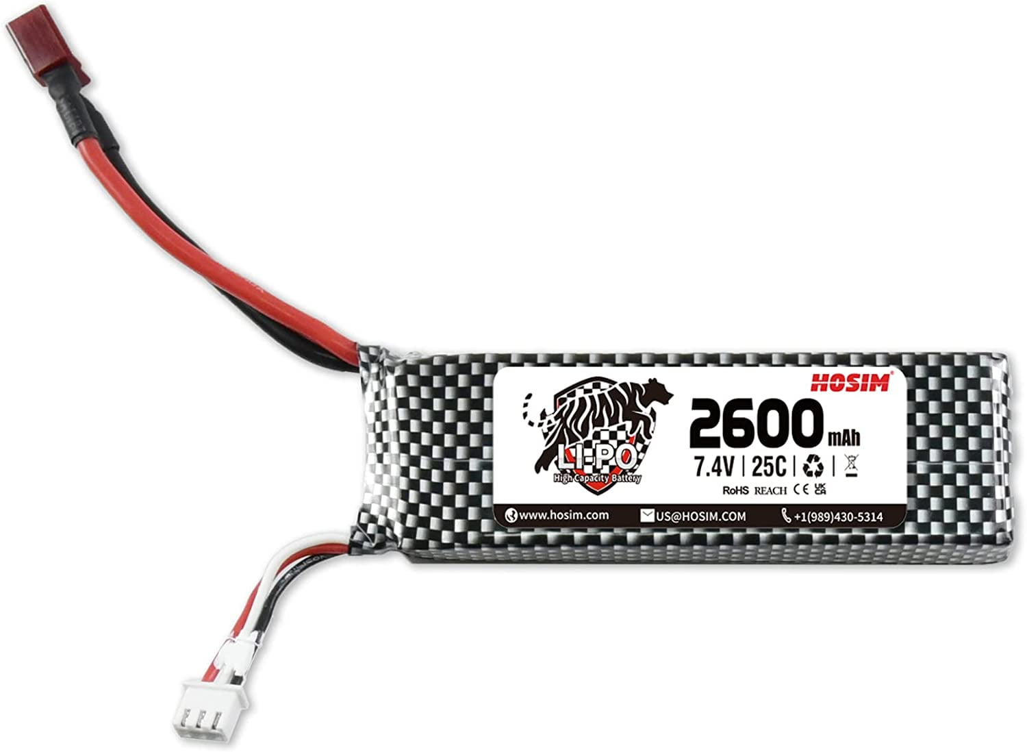 Hosim 2600mAh 7.4V Li-Po Rechargeable Battery X07 Truggy High Speed RC ...