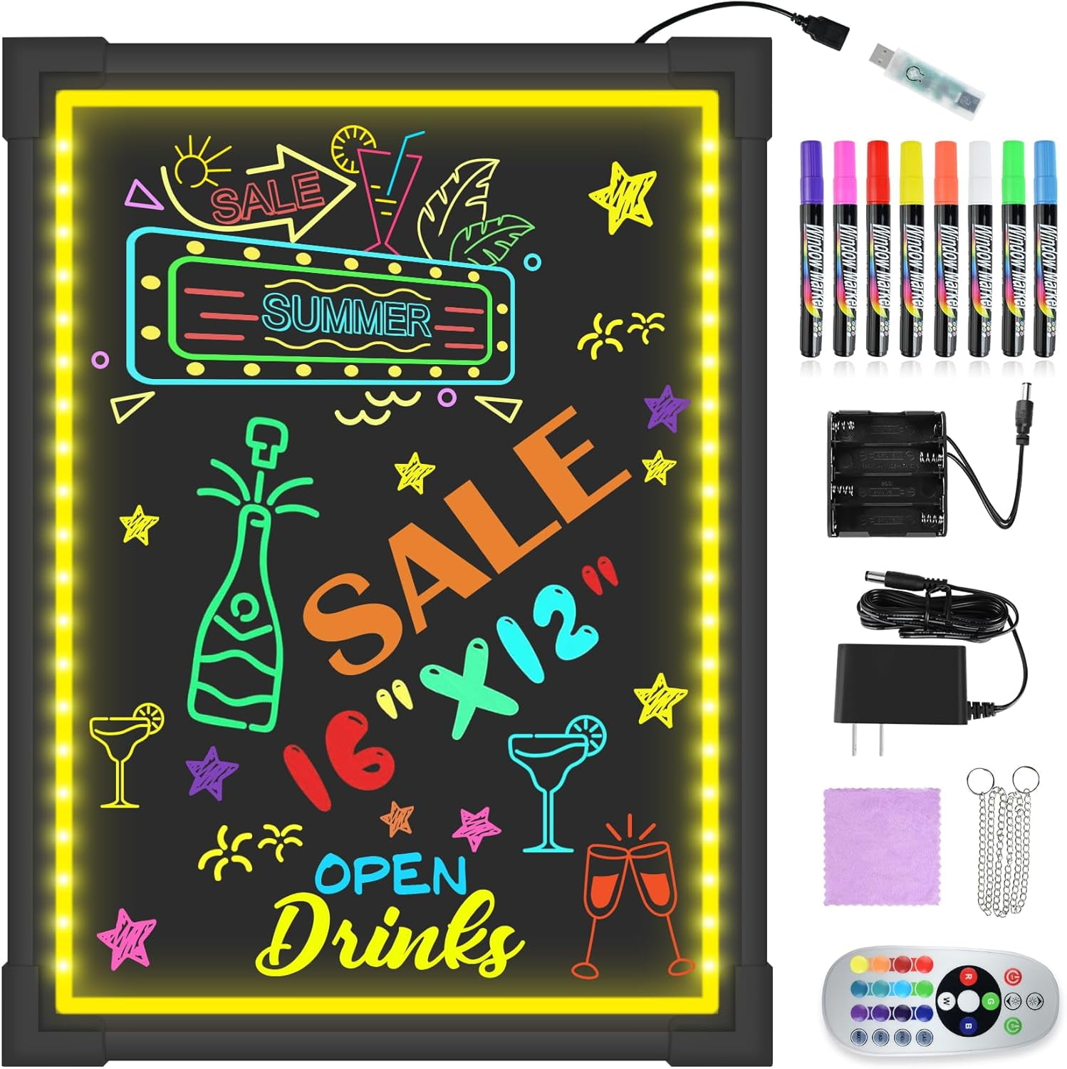 Hosim LED Message Writing Board, 16"X 12" Illuminated Erasable Effect ...