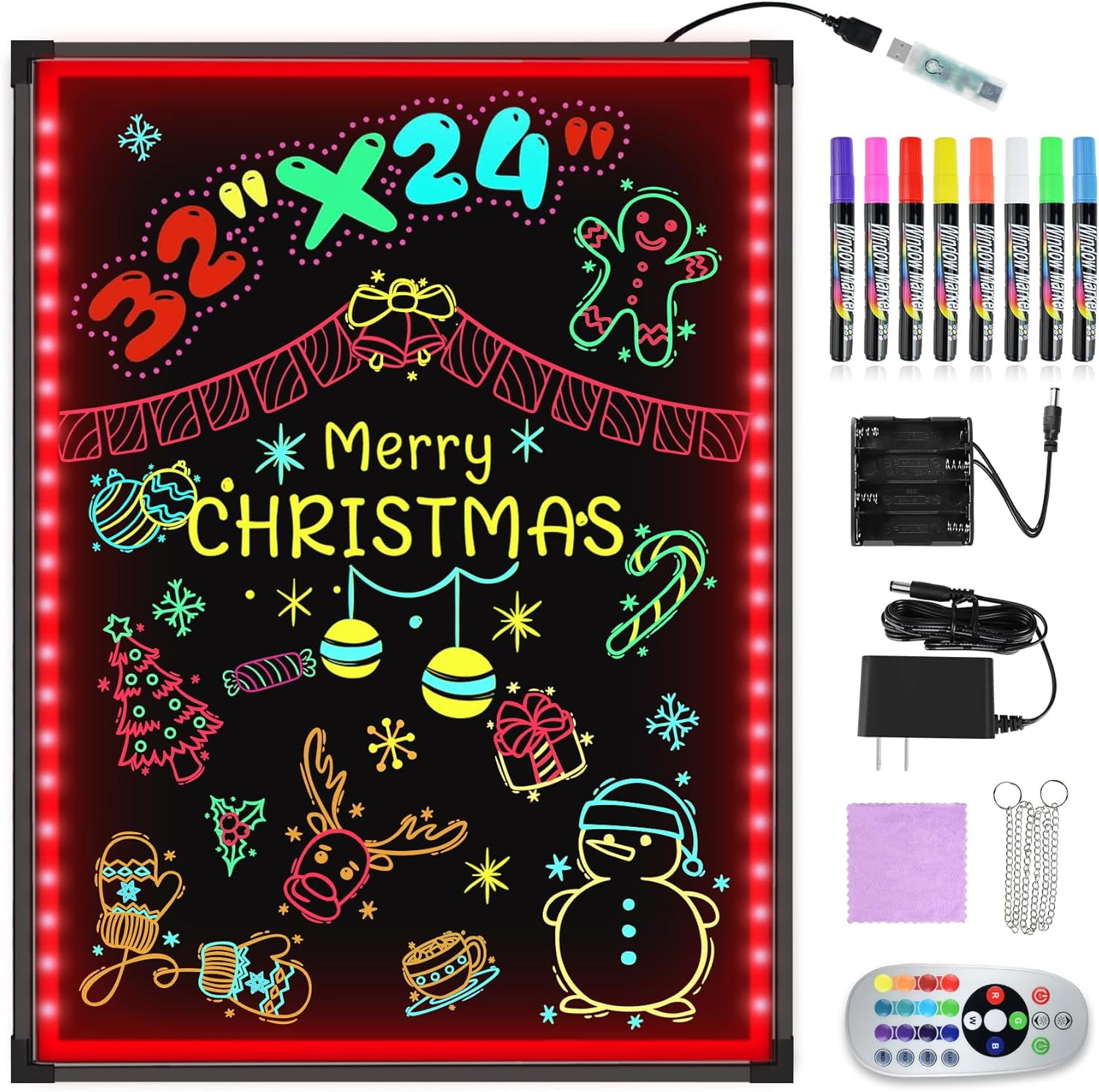 Hosim LED Message Writing Board 32"x24" Illuminated Erasable Restaurant ...