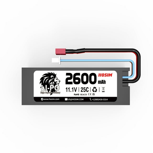 Hosim RC Cars Battery 2600mAh 3S 25C 11.1V Hard Case Use for X07 X08 ...