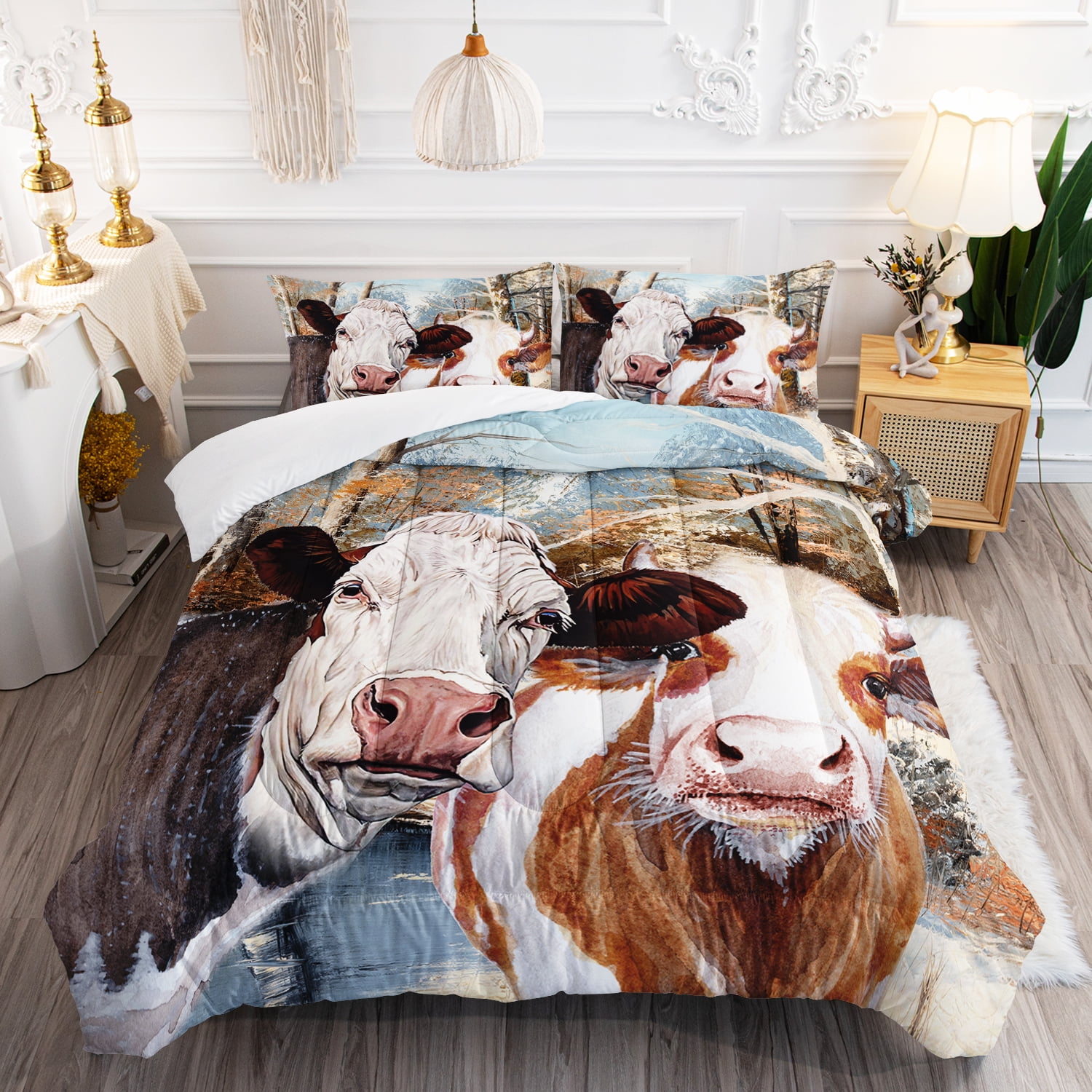 Hosima 3-Piece 3D Digital Comforter With Pattern Composed Of Multiple ...