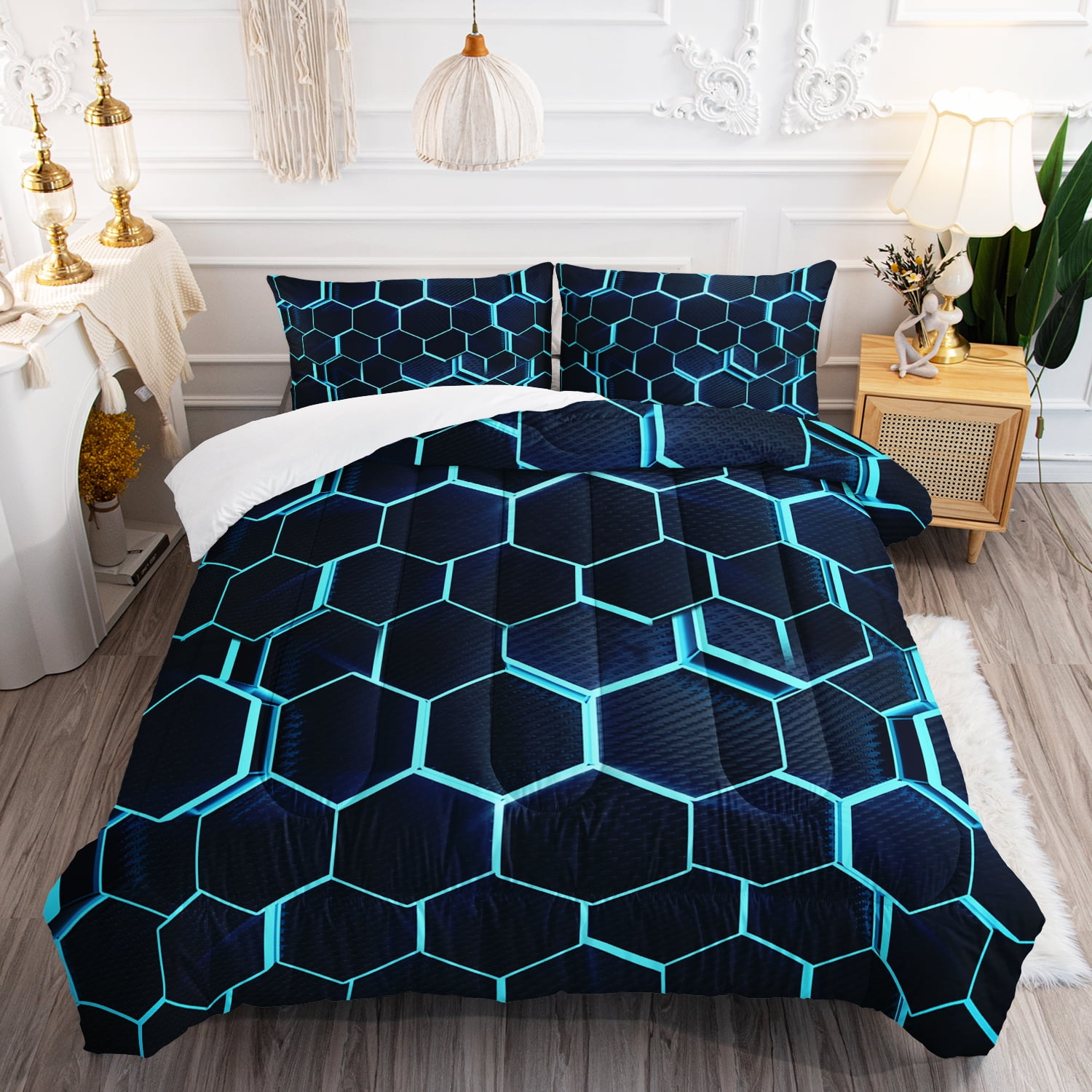 Hosima 3-Piece 3D Digital Comforter With Pattern Composed Of Multiple ...