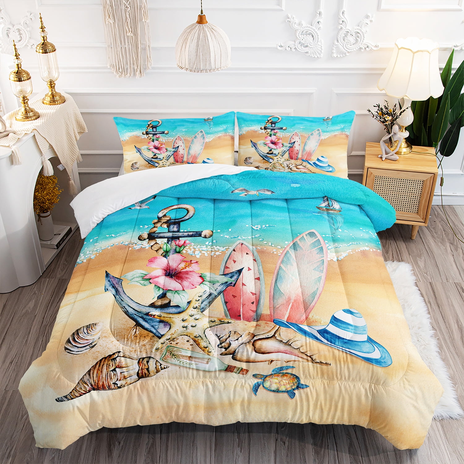 Hosima 3-Piece 3D Digital Printed Comforter Set ，Cute Turtle, Adult and ...