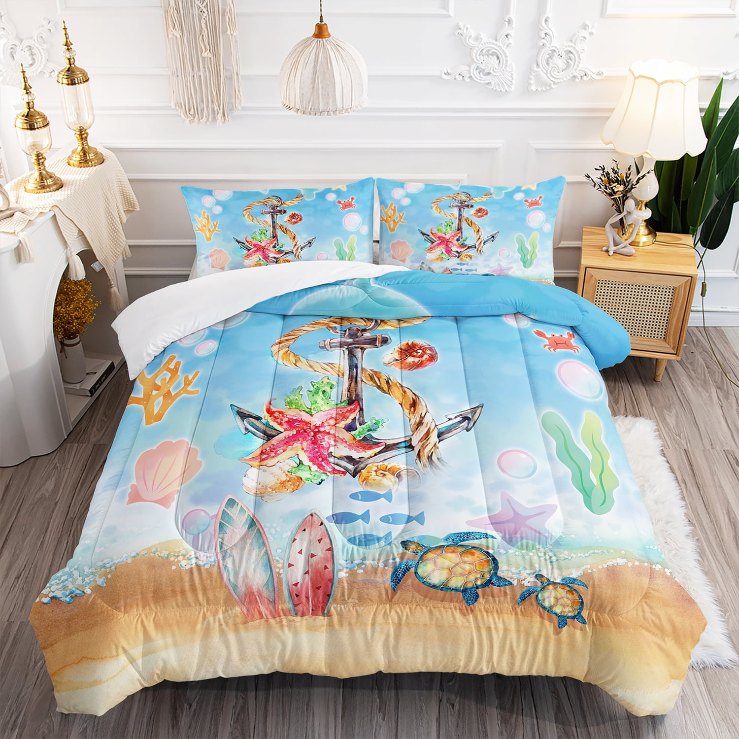 Hosima 3-Piece 3D Digital Printed Comforter Set ，Cute Turtle, Adult and ...