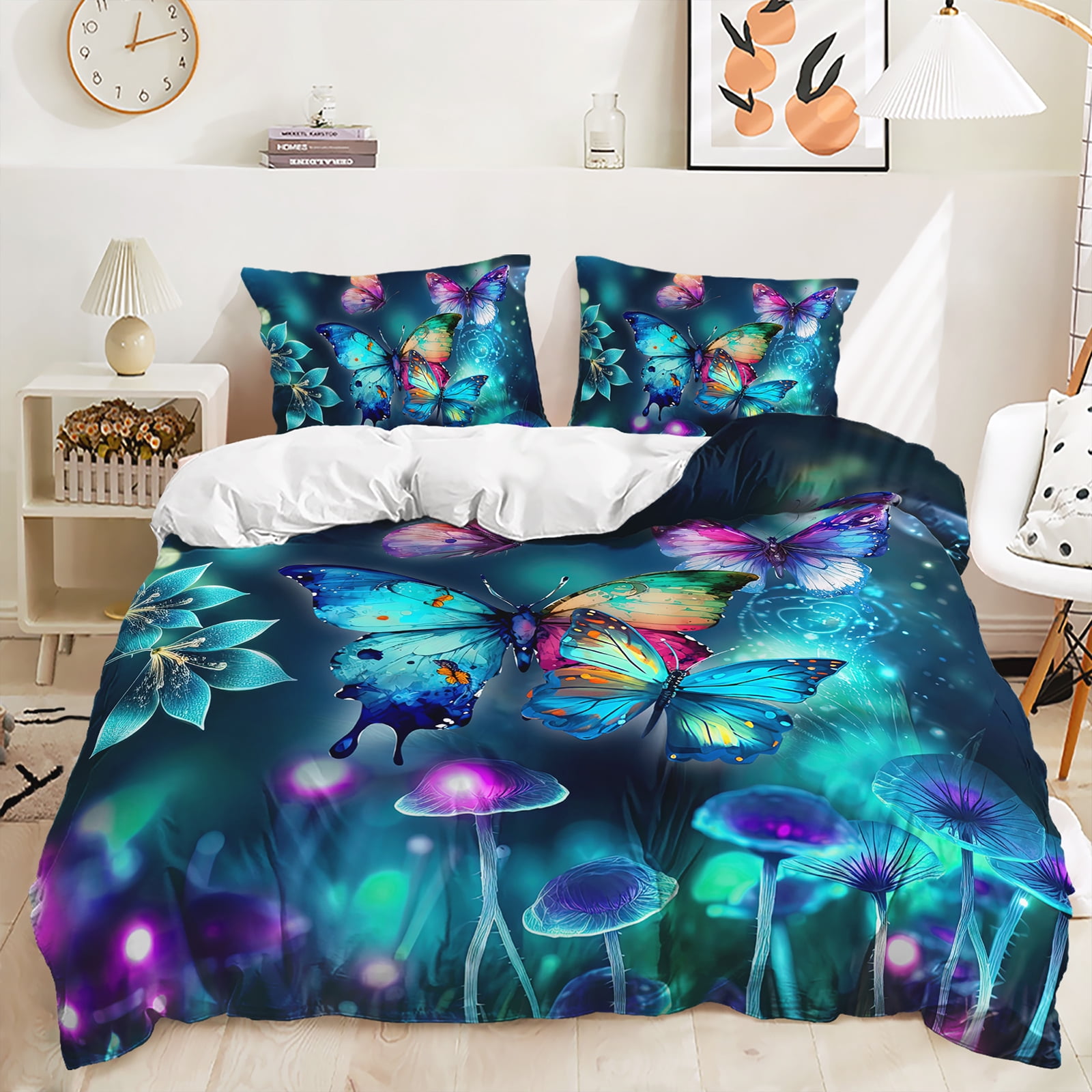 Hosima 3-piece 3D Digital Printed Duvet Cover,Butterflies Dance ...