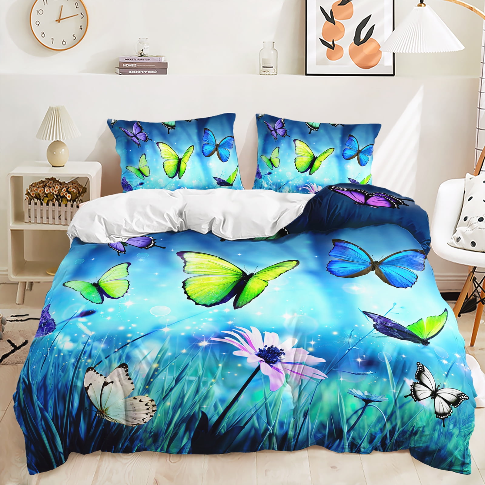 Hosima 3-piece 3D Digital Printed Duvet Cover,Butterflies Dance ...