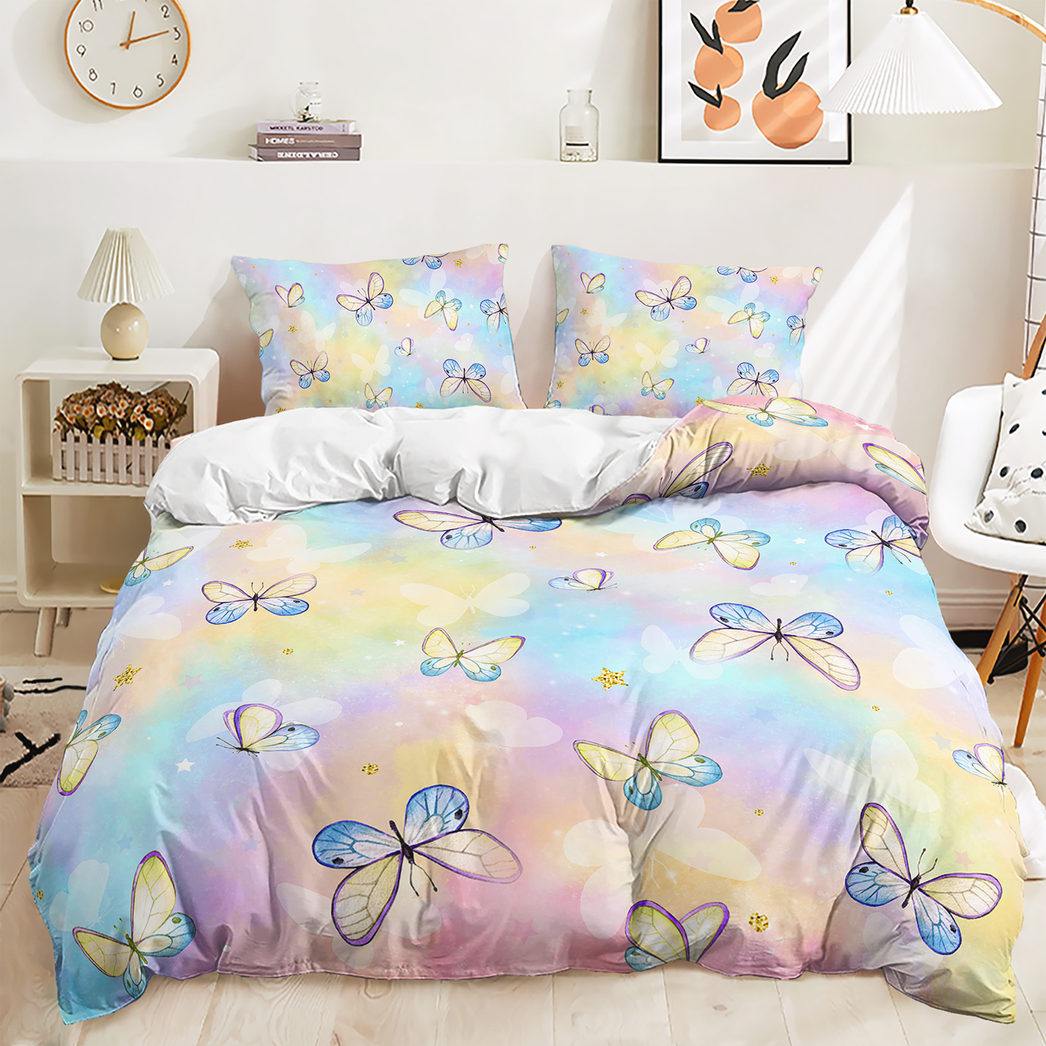 Hosima 3-piece 3D Digital Printed Duvet Cover,Butterfly Series Quilt ...