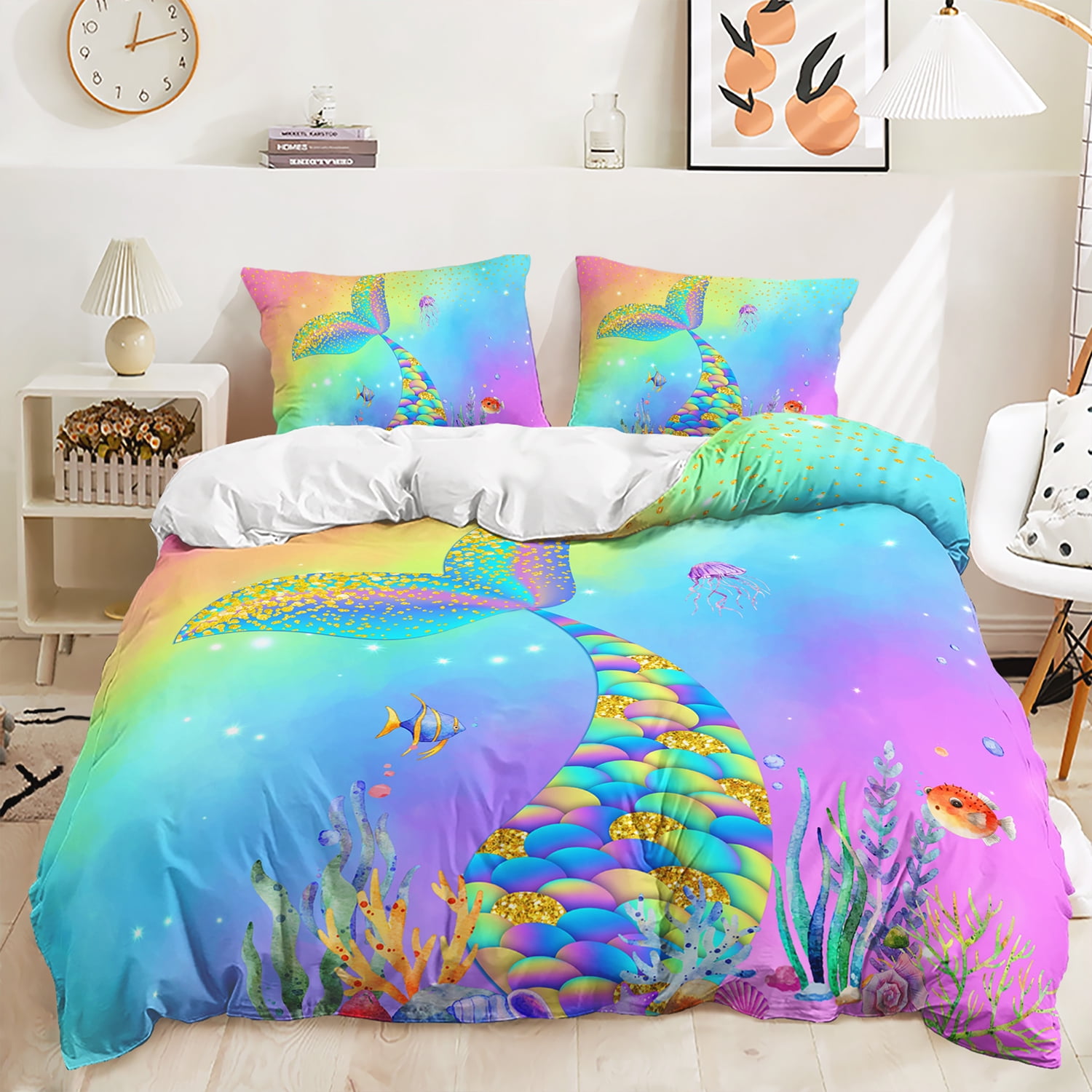 Hosima 3-piece 3D Digital Printed Duvet Cover,Colorful Underwater World ...