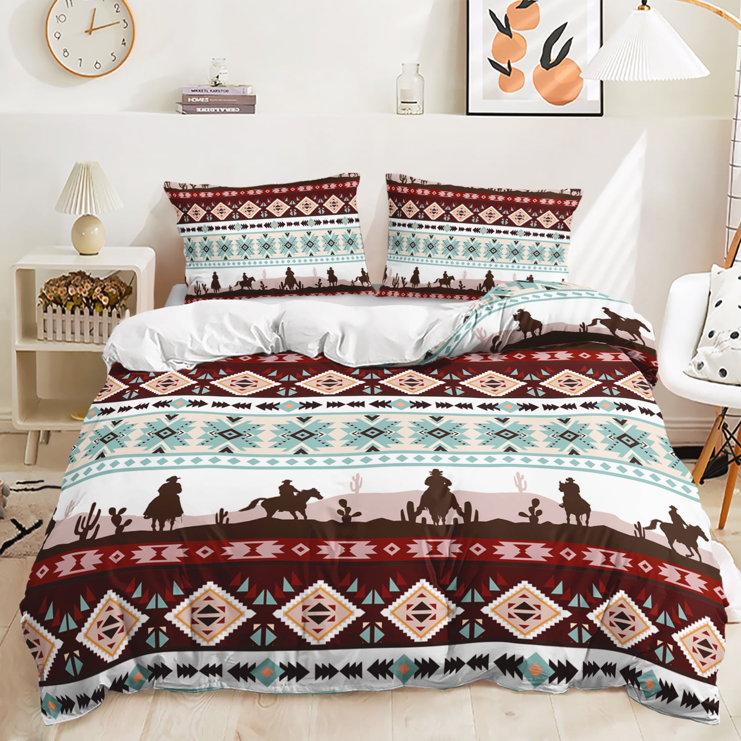 Hosima 3-piece 3D Digital Printed Duvet Cover,Flat Pattern Quilt Cover ...