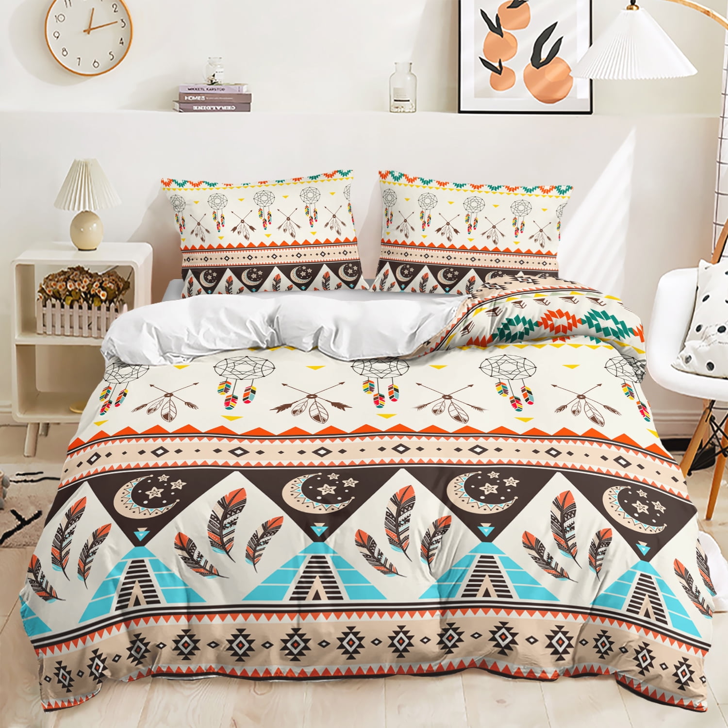 Hosima 3-piece 3D Digital Printed Duvet Cover,Flat Pattern Quilt Cover ...