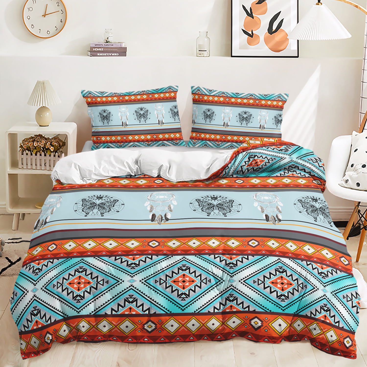 Hosima 3-piece 3D Digital Printed Duvet Cover,Flat Pattern Quilt Cover ...