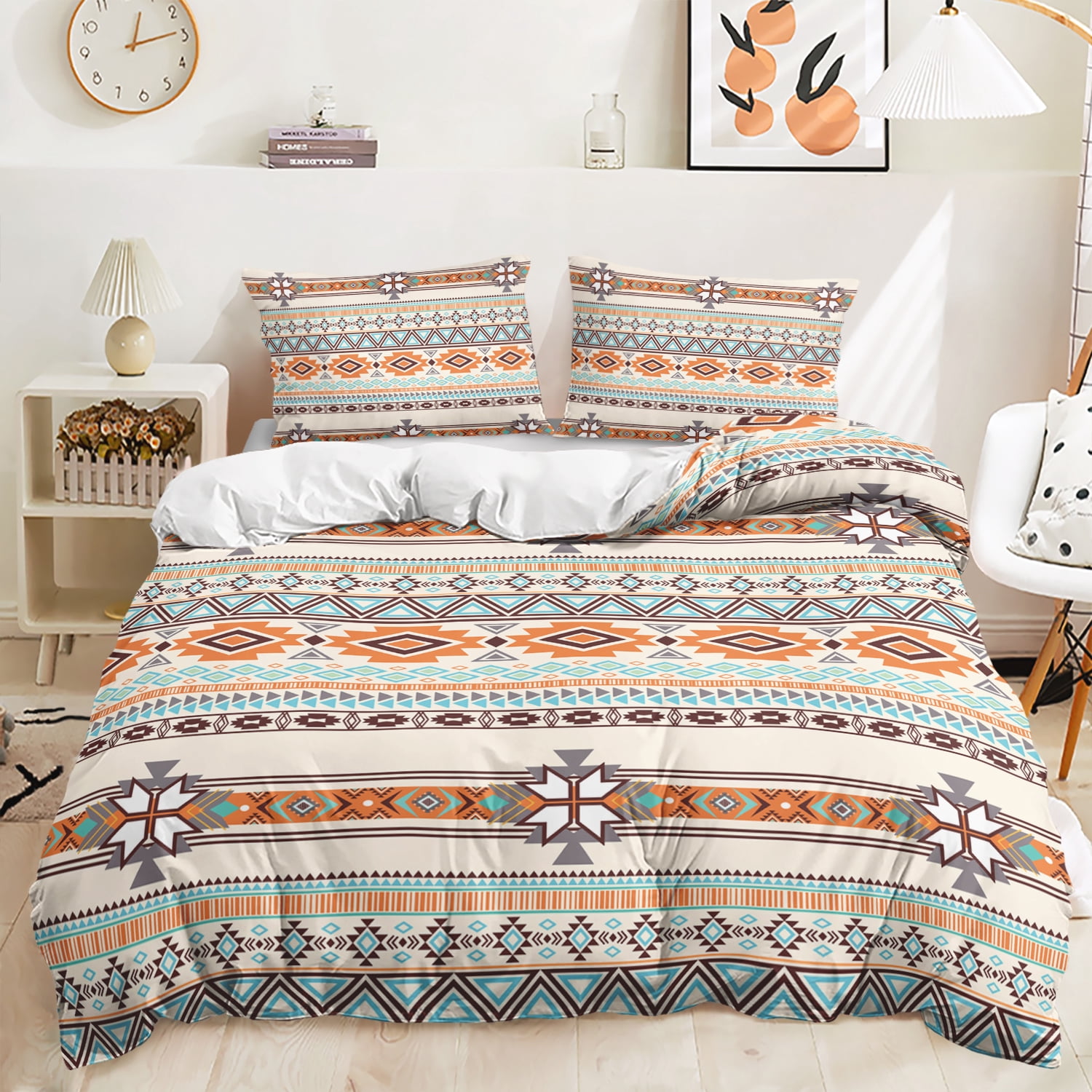 Hosima 3-piece 3D Digital Printed Duvet Cover,Flat Pattern Quilt Cover ...