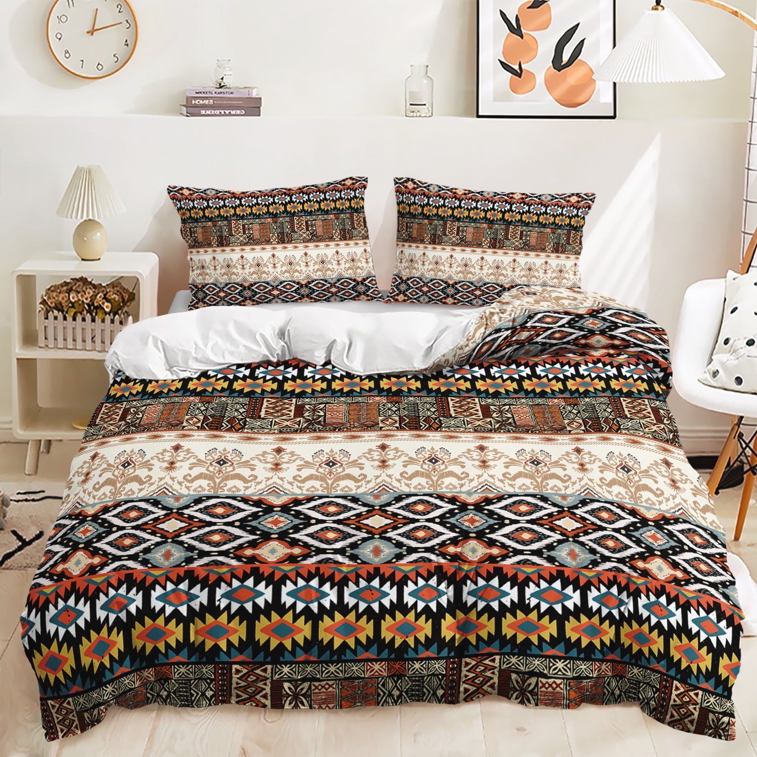 Hosima 3-piece 3D Digital Printed Duvet Cover,Flat Pattern Quilt Cover ...