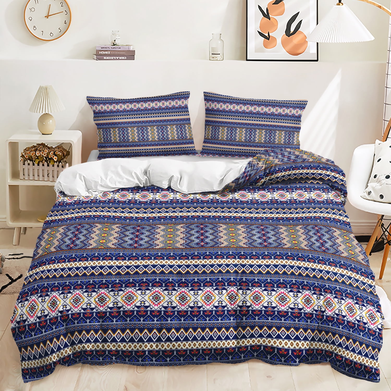 Hosima 3-piece 3D Digital Printed Duvet Cover,Flat Pattern Quilt Cover ...