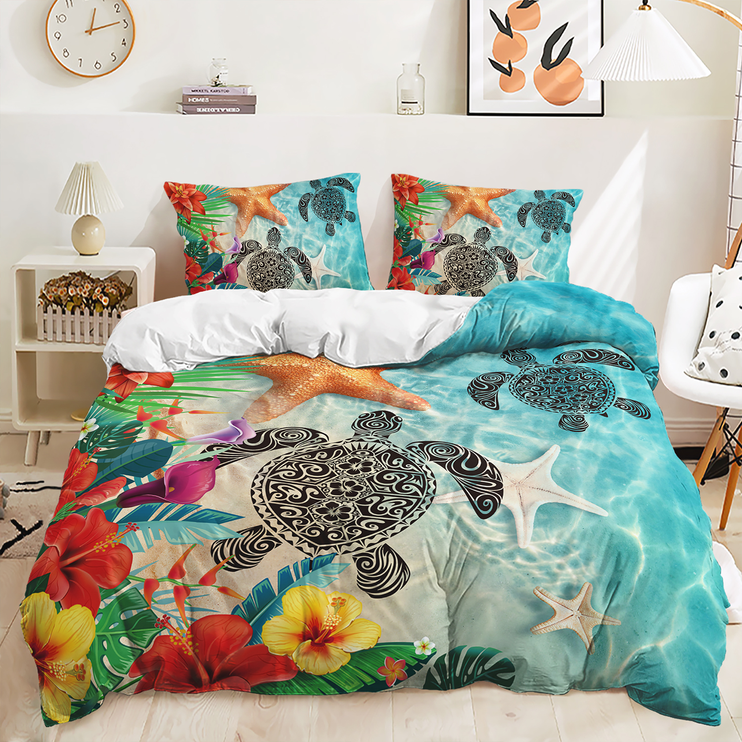 Hosima 3-piece 3D Digital Printed Duvet Cover,There Are Two Large Black ...